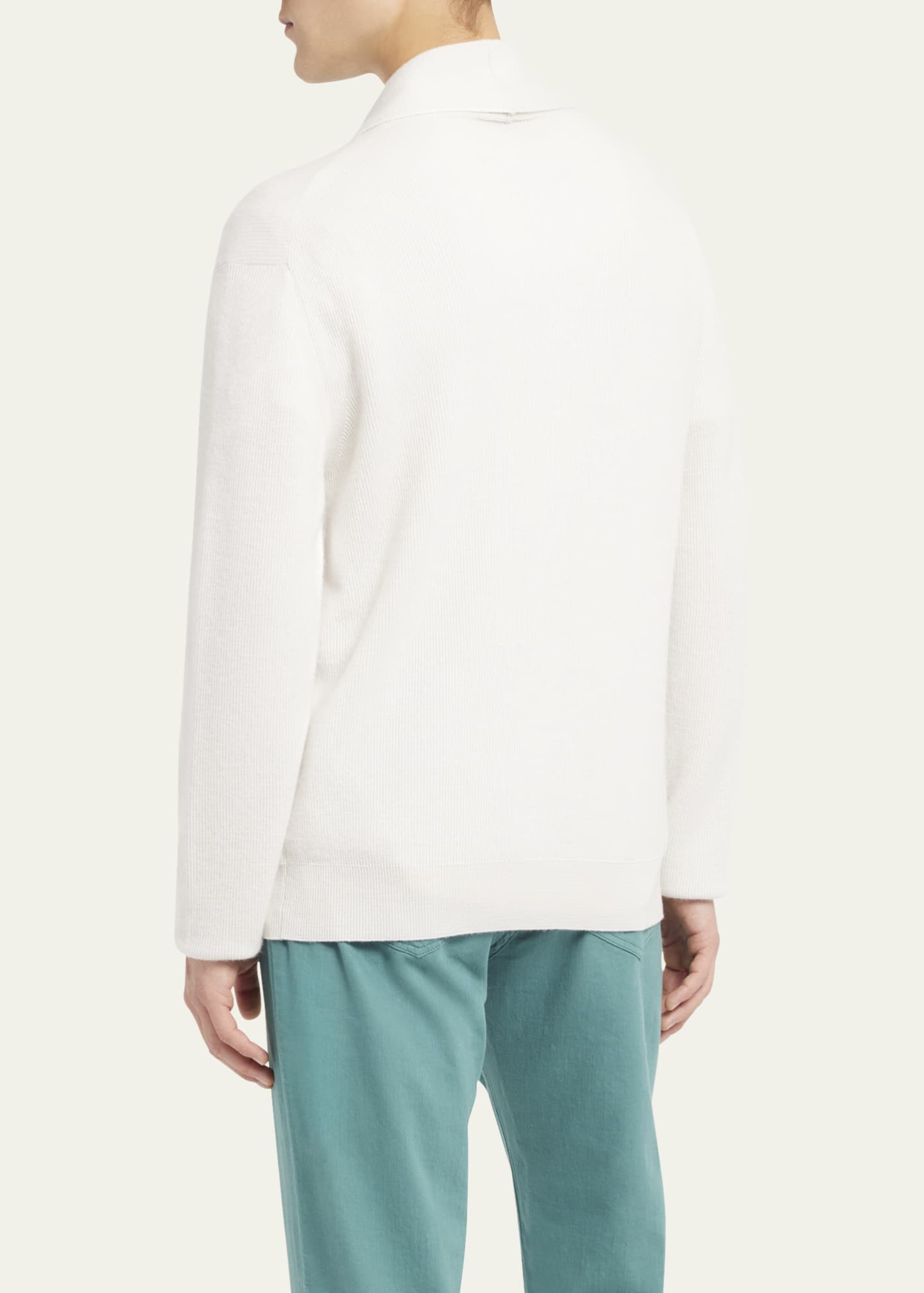 Brioni Men's Cashmere and Wool Ribbed Cardigan - Bergdorf Goodman