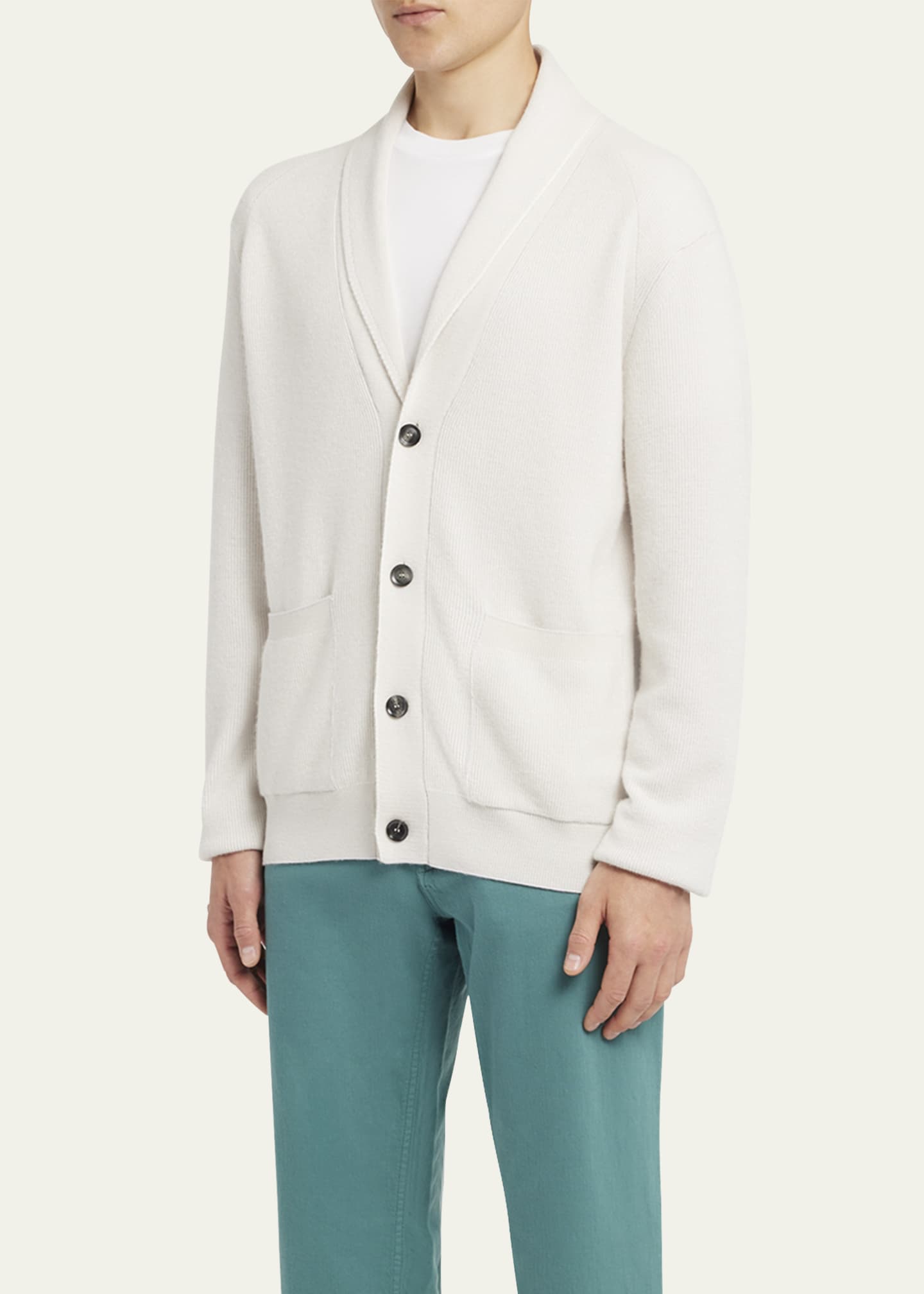 Brioni Men's Cashmere and Wool Ribbed Cardigan - Bergdorf Goodman