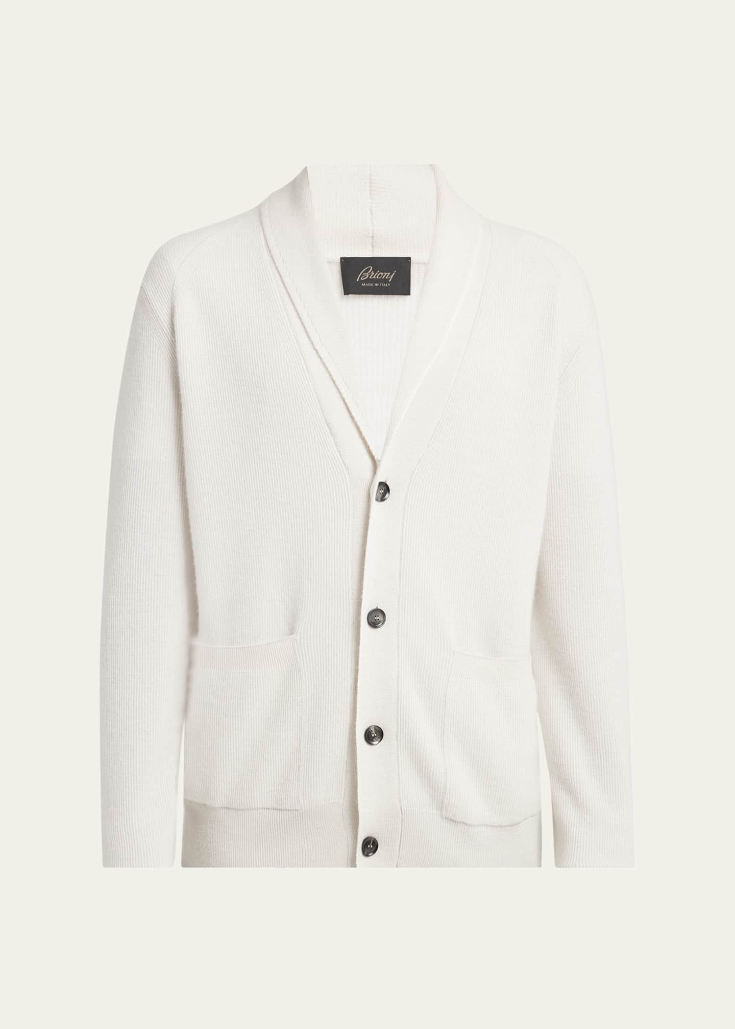 Brioni Men's Cashmere and Wool Ribbed Cardigan - Bergdorf Goodman