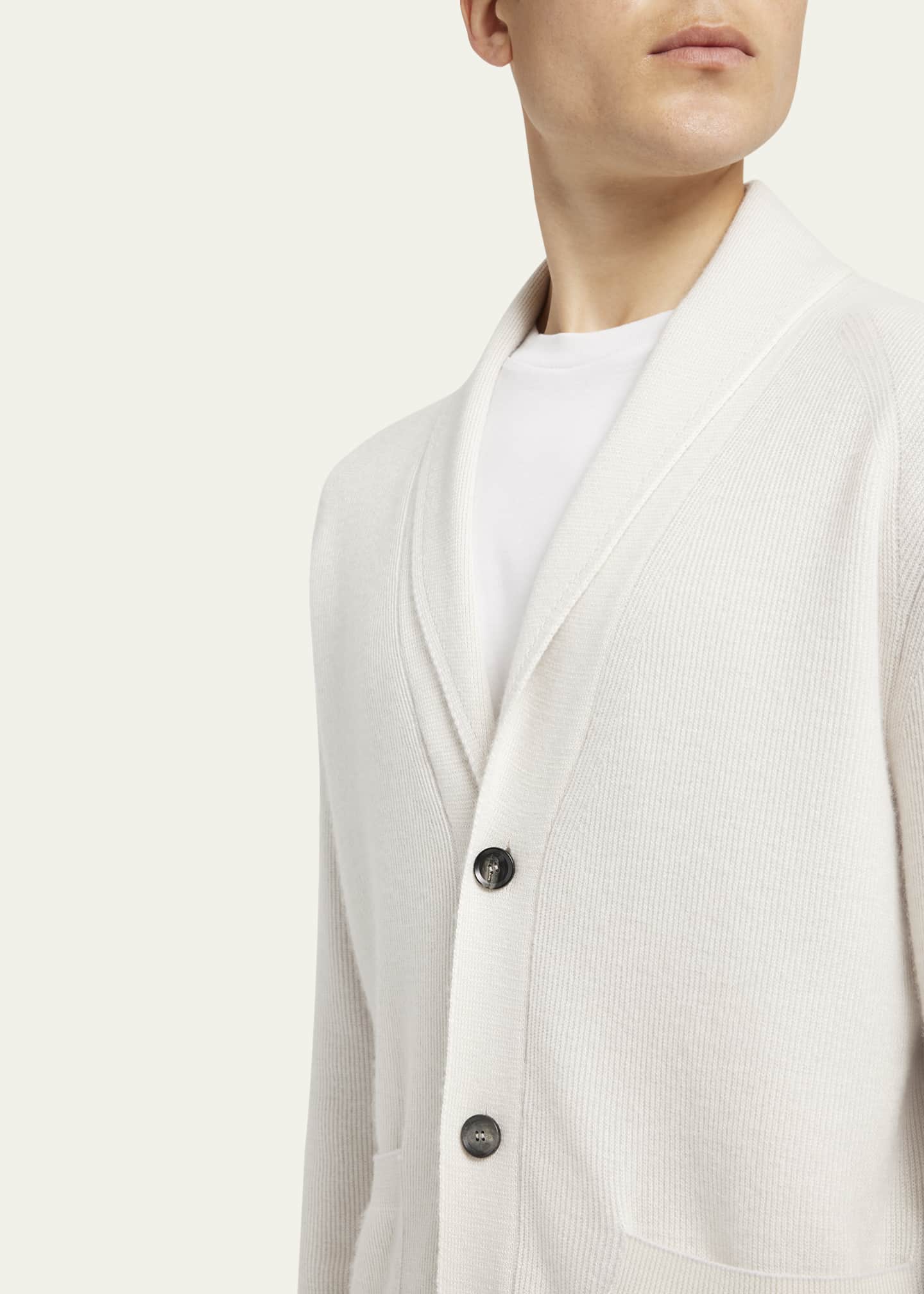 Brioni Men's Cashmere and Wool Ribbed Cardigan - Bergdorf Goodman