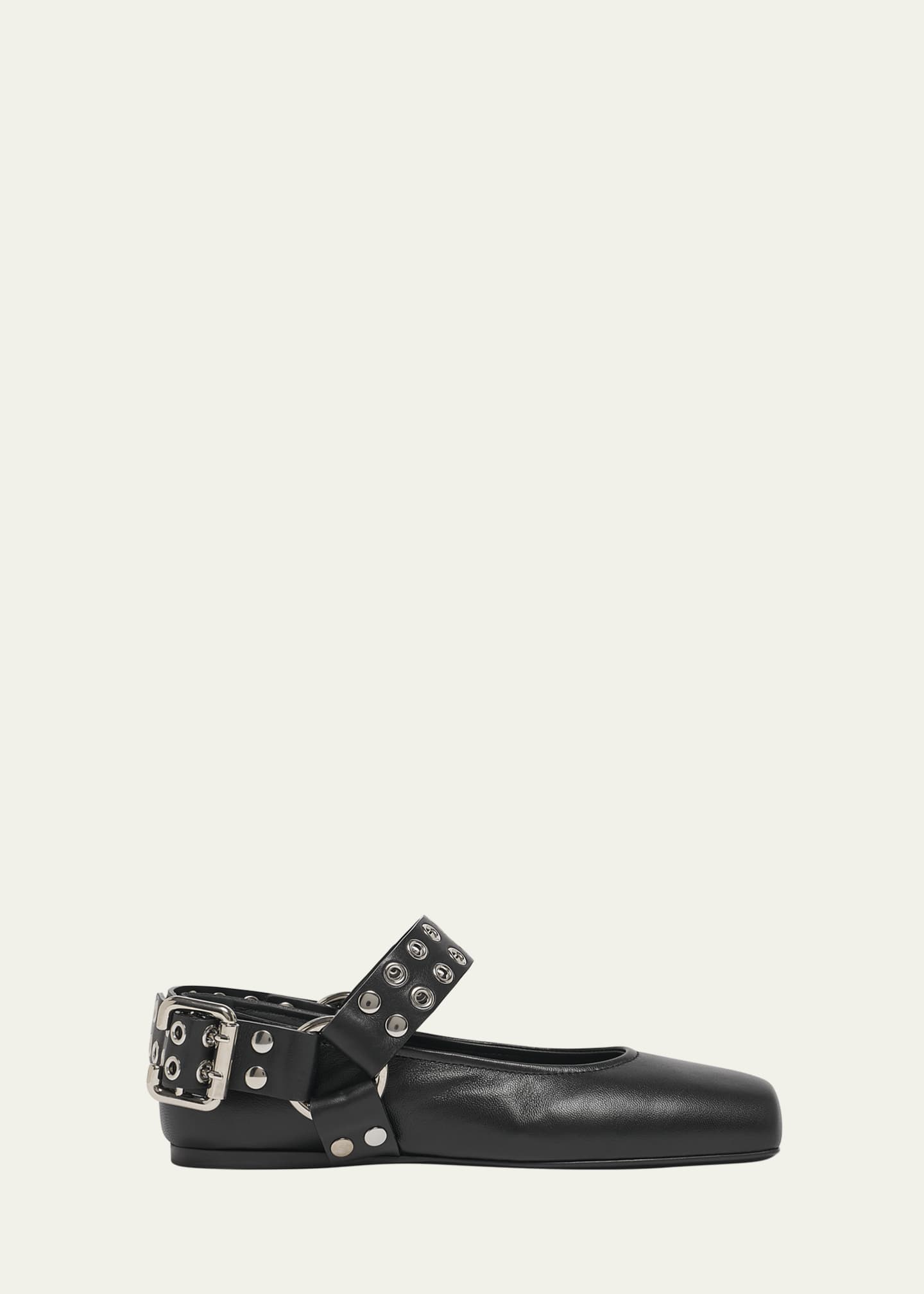 ALAIA Leather Grommet Harness Ballerina Flats - Bergdorf Goodman