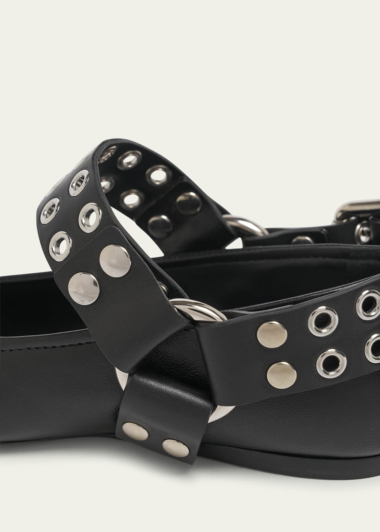 ALAIA Leather Grommet Harness Ballerina Flats - Bergdorf Goodman