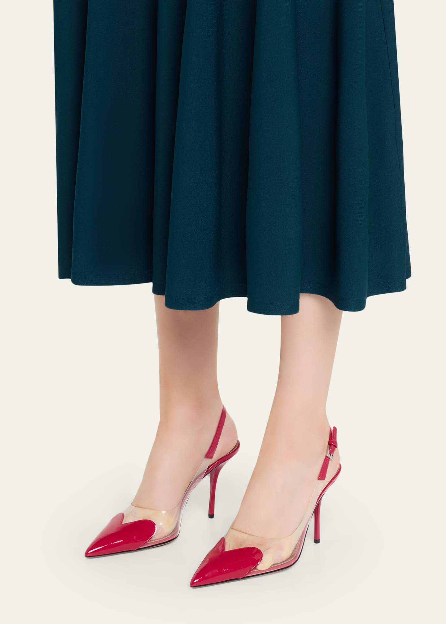 ALAIA Coeur Clear Patent Heart-Toe Slingback Pumps - Bergdorf Goodman