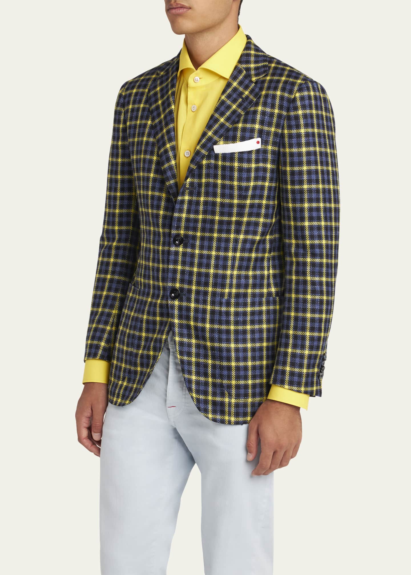 Kiton Men's Cashmere-Blend Check Sport Coat - Bergdorf Goodman