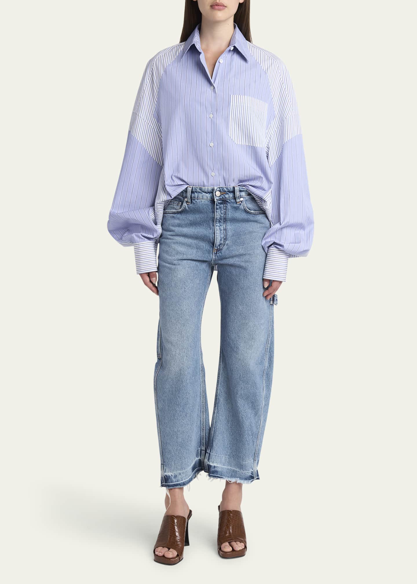 Stella McCartney Multi Striped Patchwork Balloon-Sleeve Blouse ...