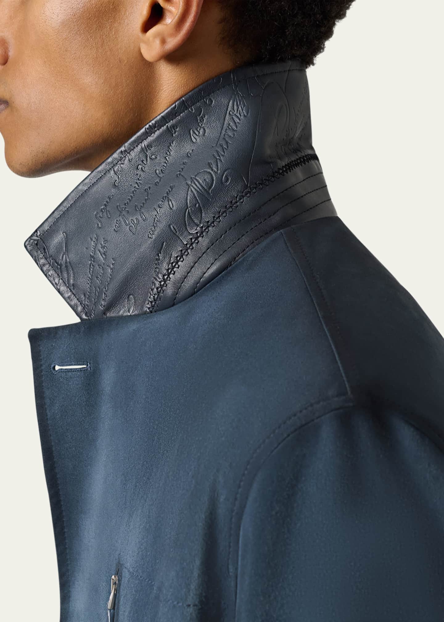 Berluti Men's Scritto-Undercollar Leather Jacket - Bergdorf Goodman