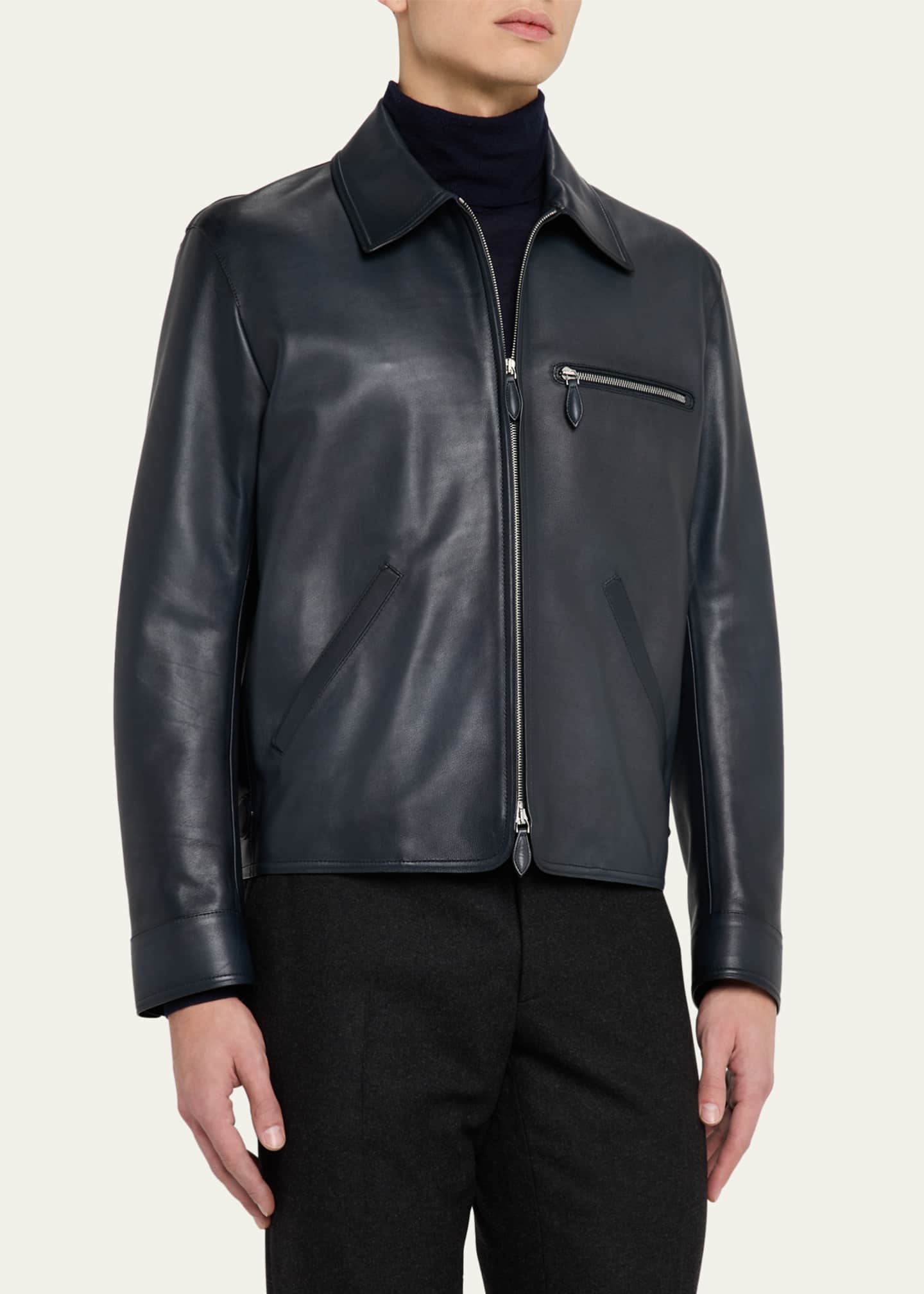 Berluti Men's Full-Zip Leather Jacket - Bergdorf Goodman