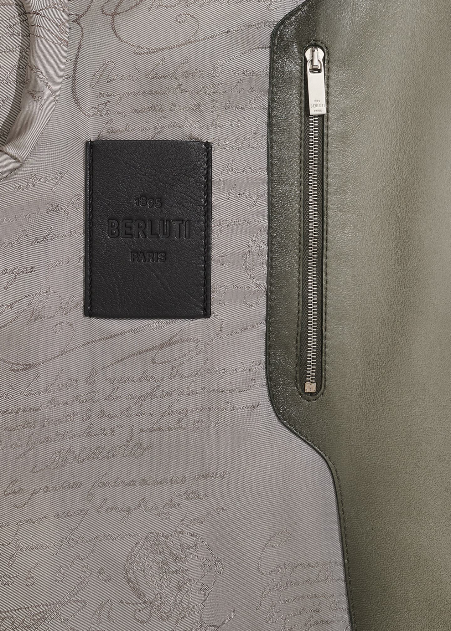 Berluti Men's Leather Hidden-Zip Bomber Jacket - Bergdorf Goodman