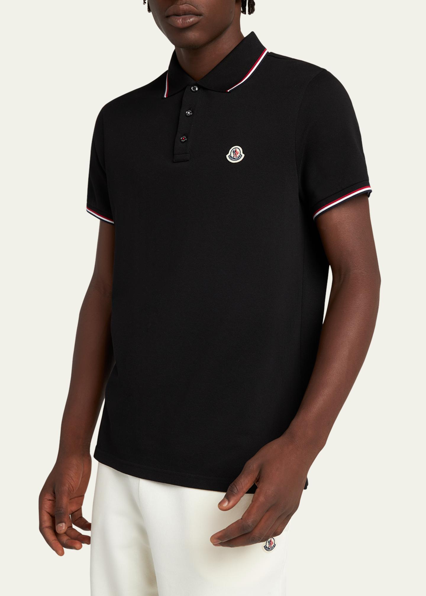 Moncler Men's Striped-Trim Polo Shirt - Bergdorf Goodman