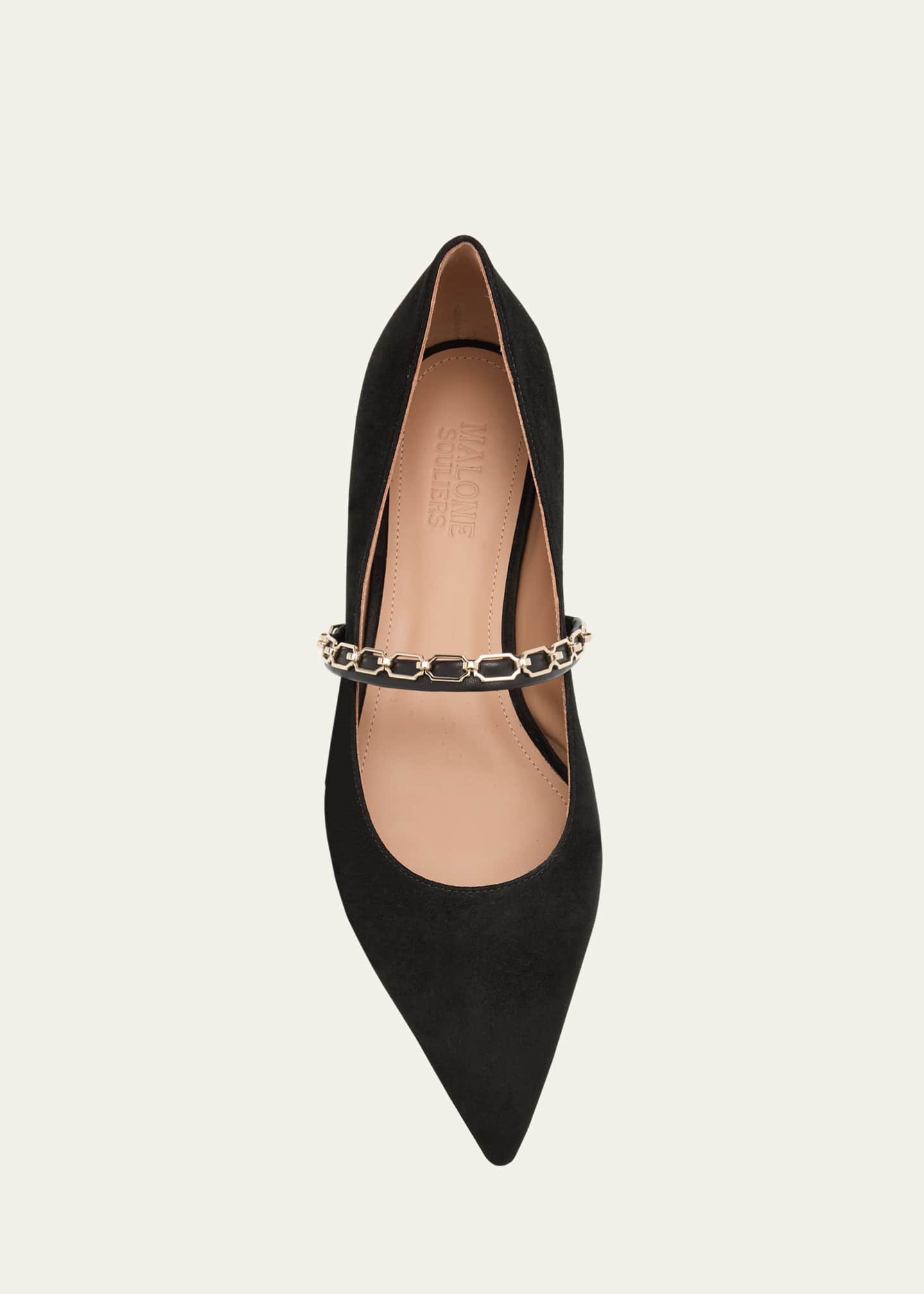 Malone Souliers Virna Suede Mary Jane Chain Ballerina Flats - Bergdorf ...