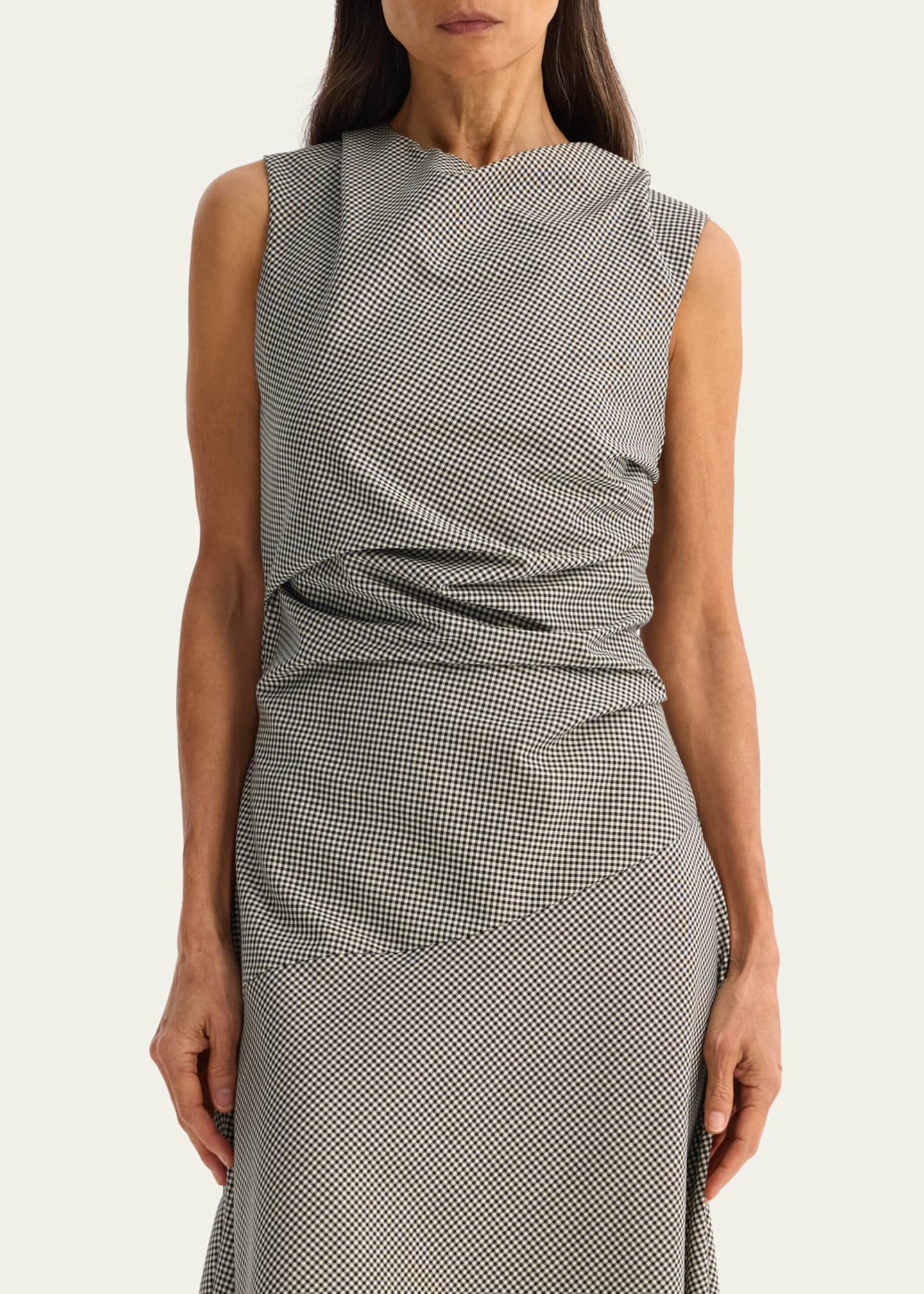Rohe Draped Micro-Check Maxi Dress - Bergdorf Goodman