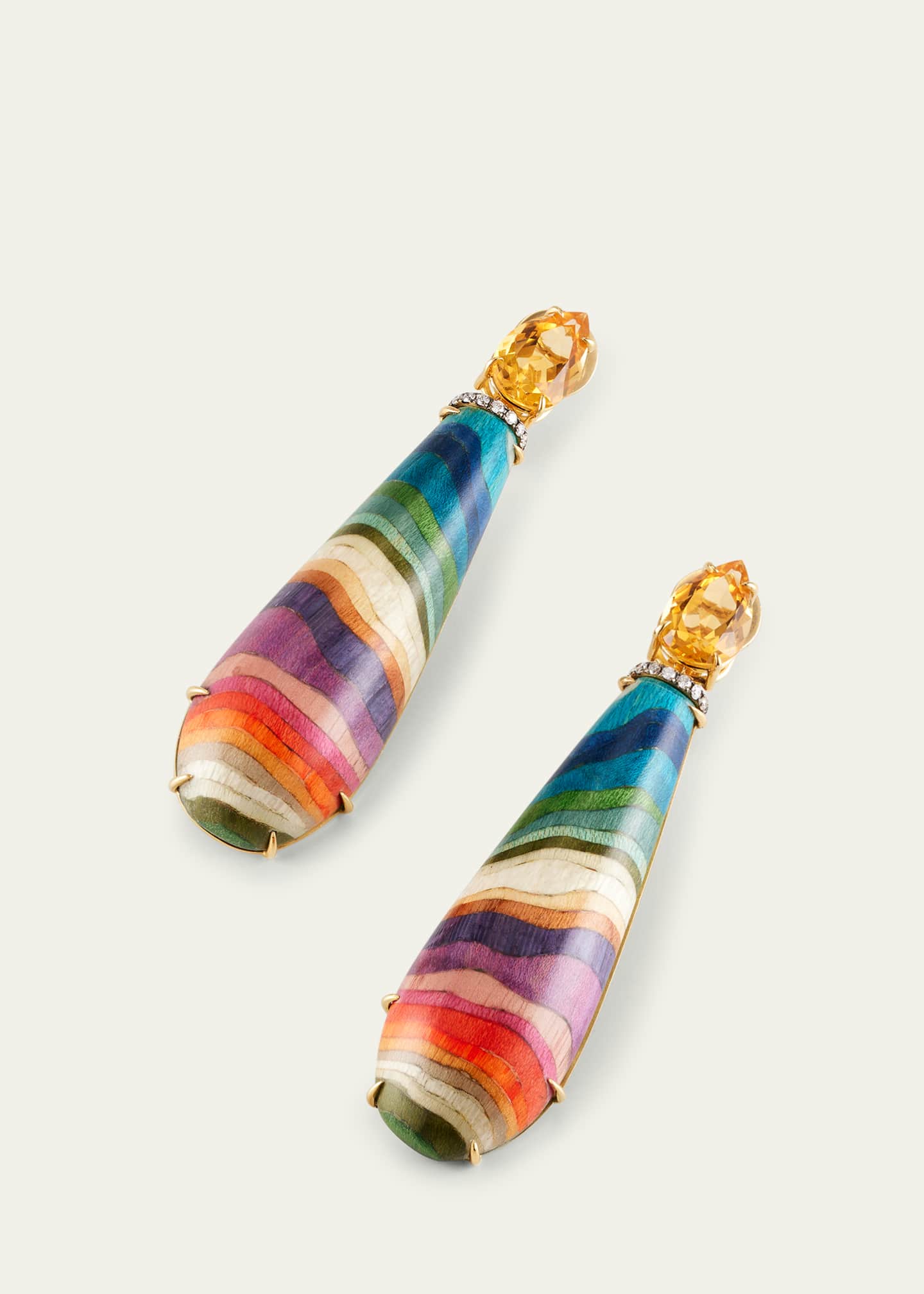 Silvia Furmanovich Marquetry 18K Gold Multi-Color Drop Earrings with ...