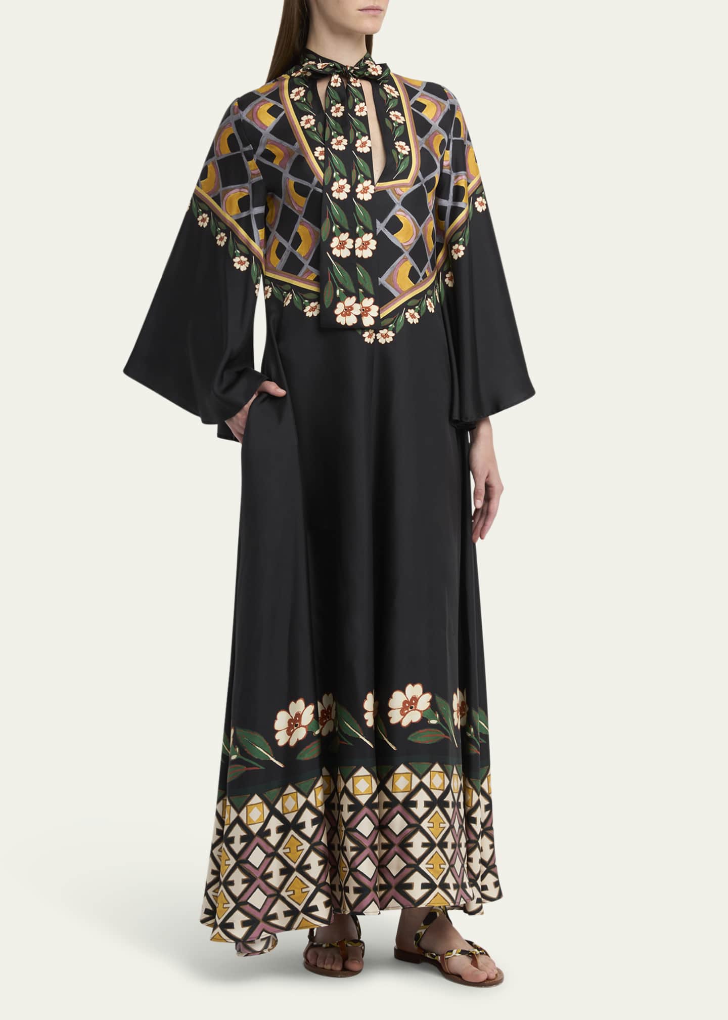 La DoubleJ Magnifico Neck-Sash Dazed Placee Silk Dress - Bergdorf Goodman