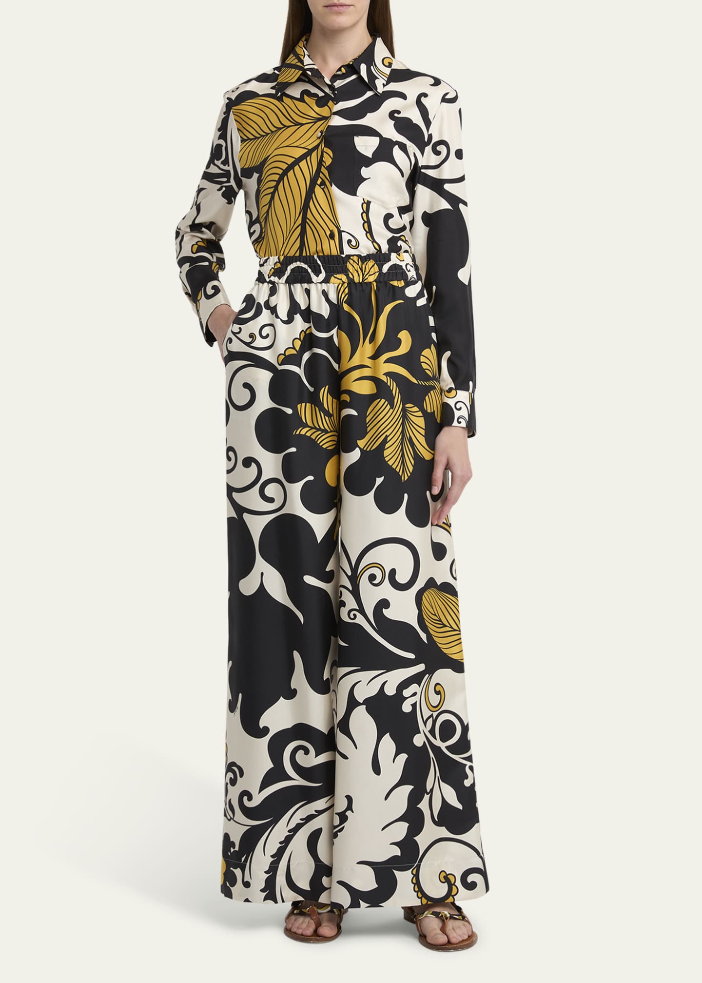 La DoubleJ Marea-Print Wide-Leg Pull-On Palazzo Pants - Bergdorf Goodman