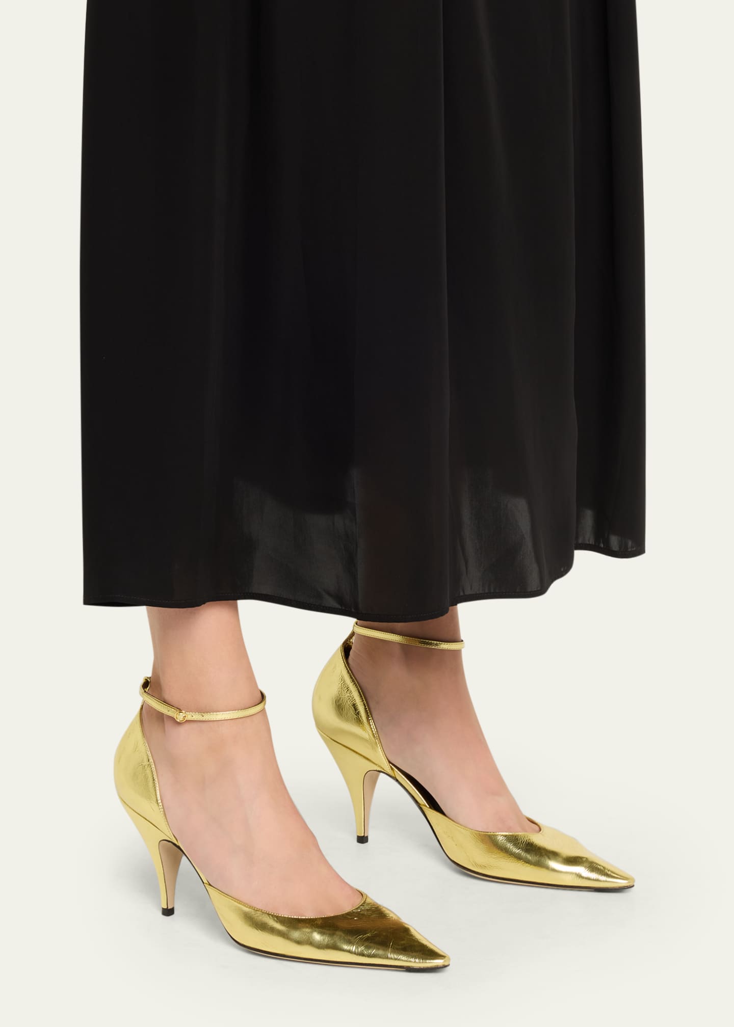 THE ROW Liisa Metallic D'Orsay Ankle-Strap Pumps - Bergdorf Goodman