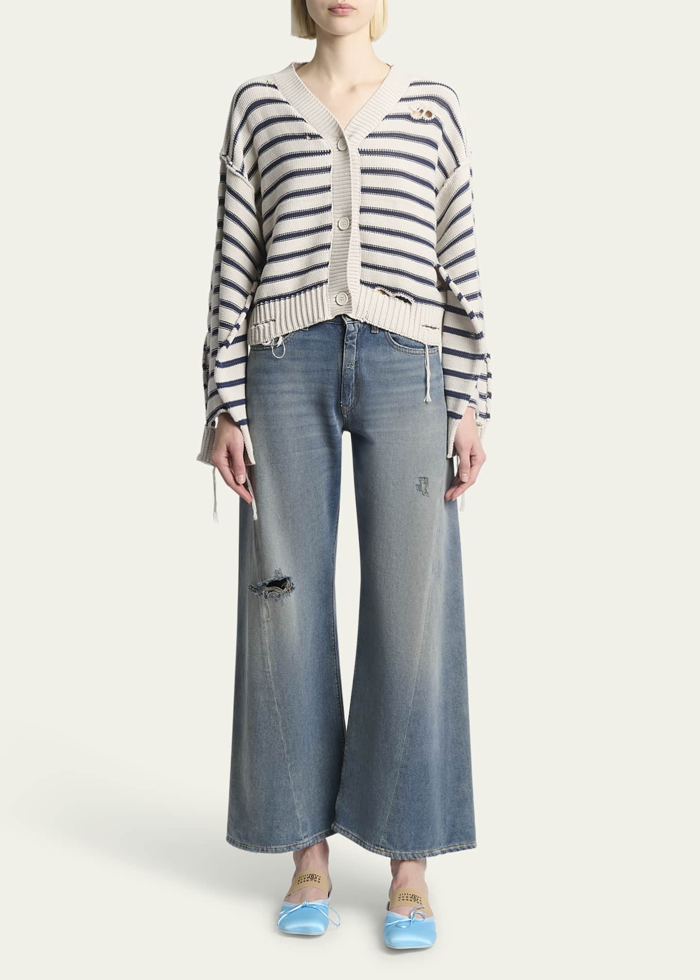 MM6 Maison Margiela Distressed Cardigan - Bergdorf Goodman
