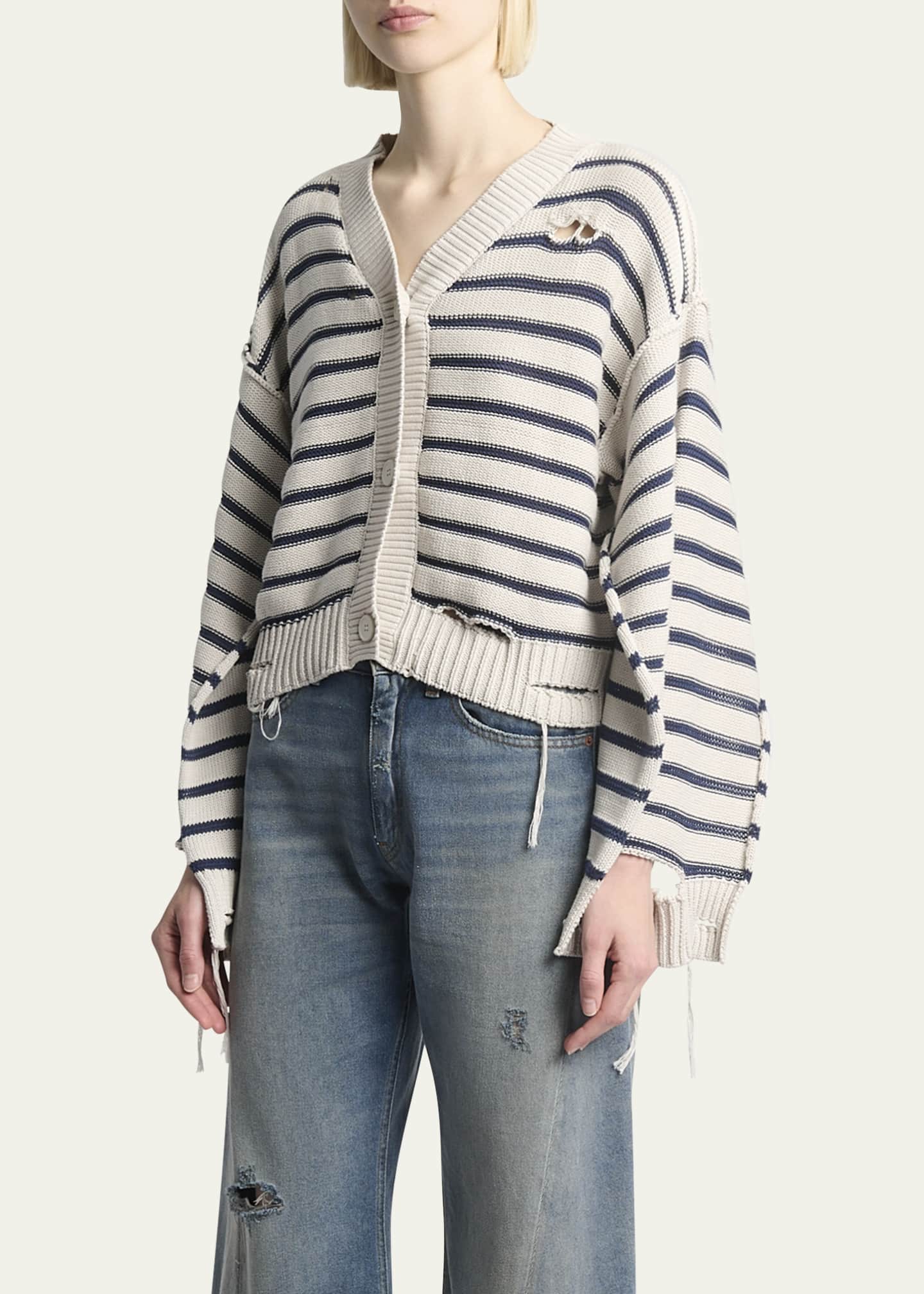 MM6 Maison Margiela Distressed Cardigan - Bergdorf Goodman