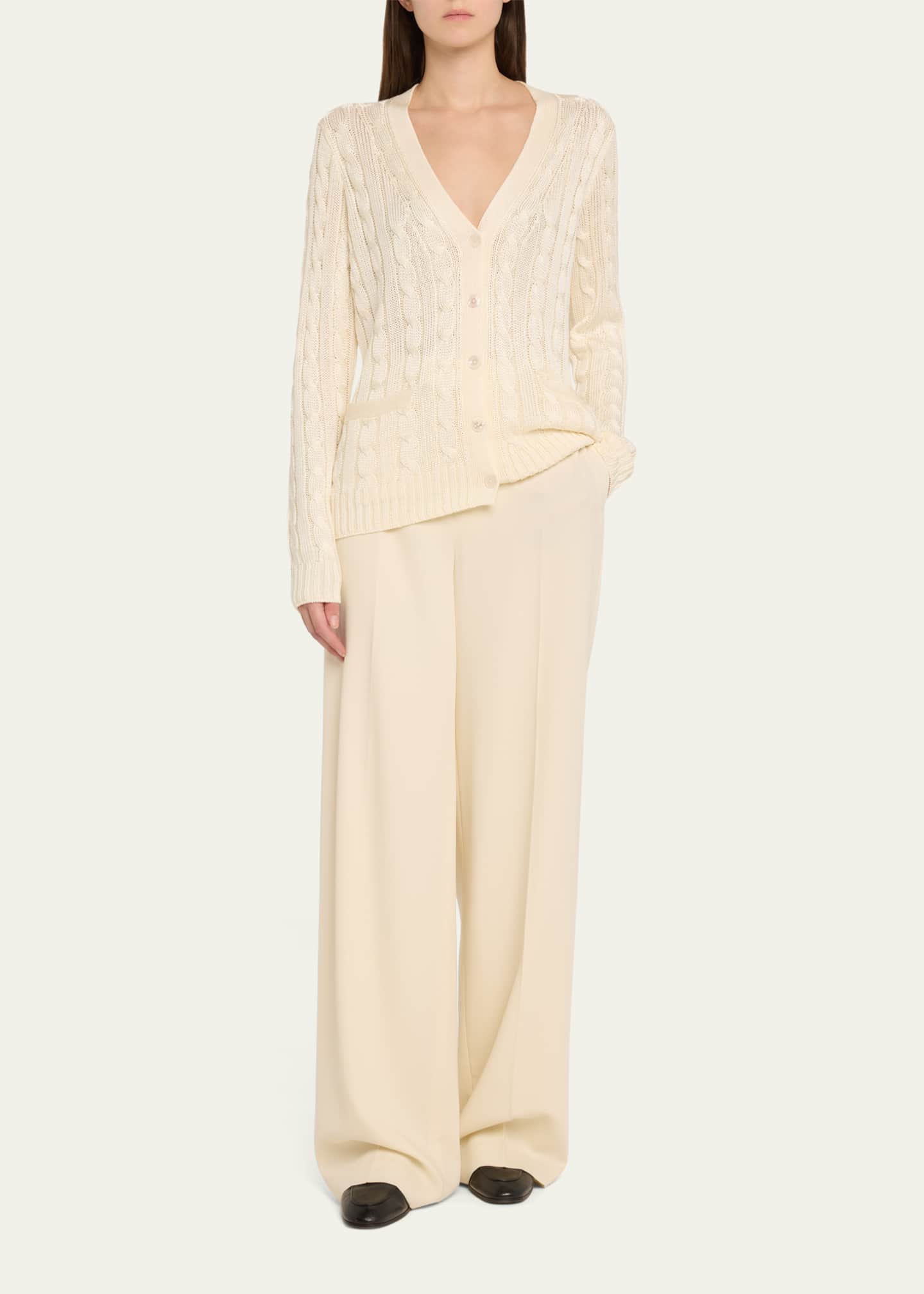 Ralph Lauren Collection High Shine Cable-Knit Cashmere Cardigan Sweater ...