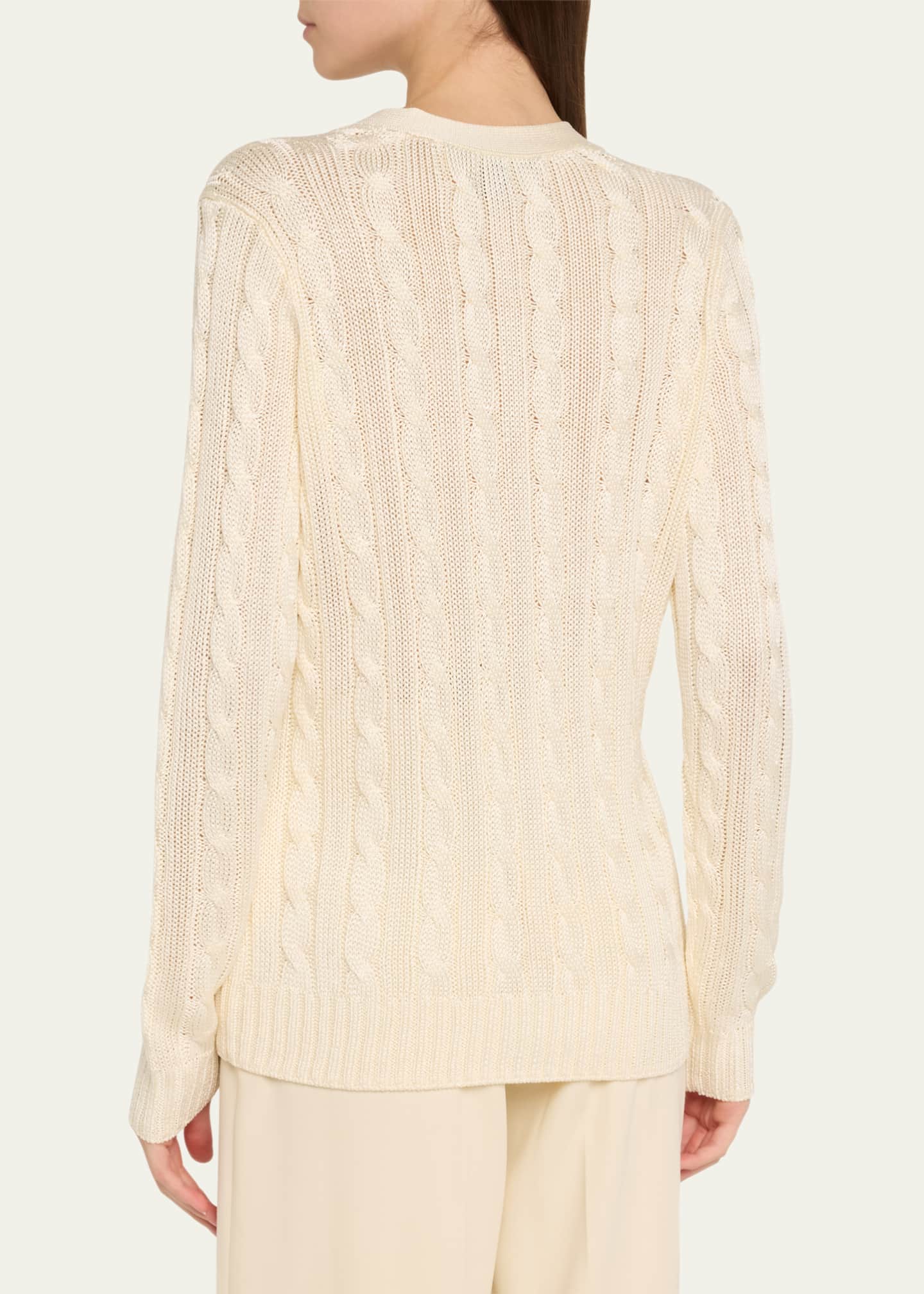Ralph Lauren Collection High Shine Cable-Knit Cashmere Cardigan Sweater ...