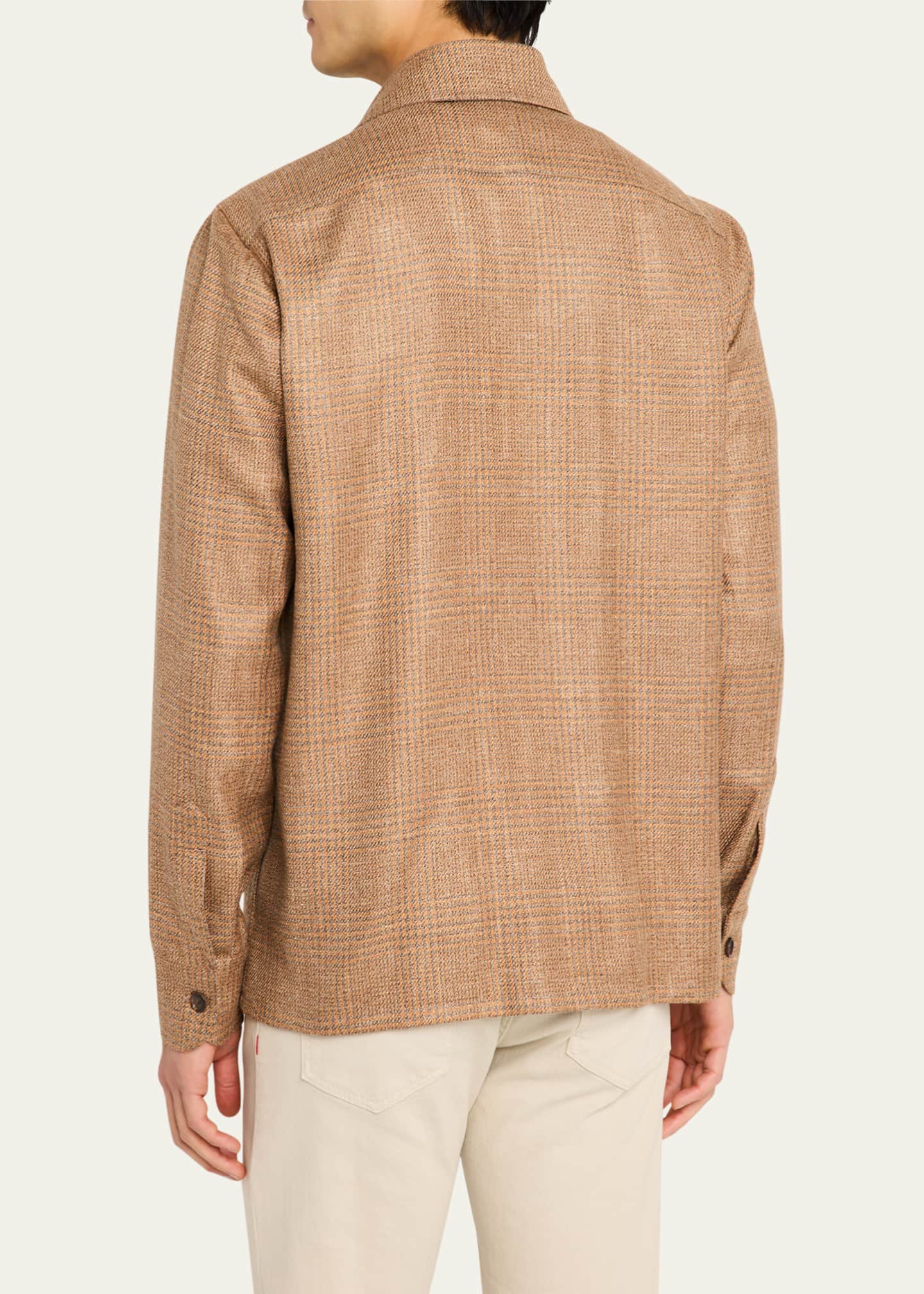 Cesare Attolini Men's Plaid Wool and Silk Shirt Jacket - Bergdorf Goodman