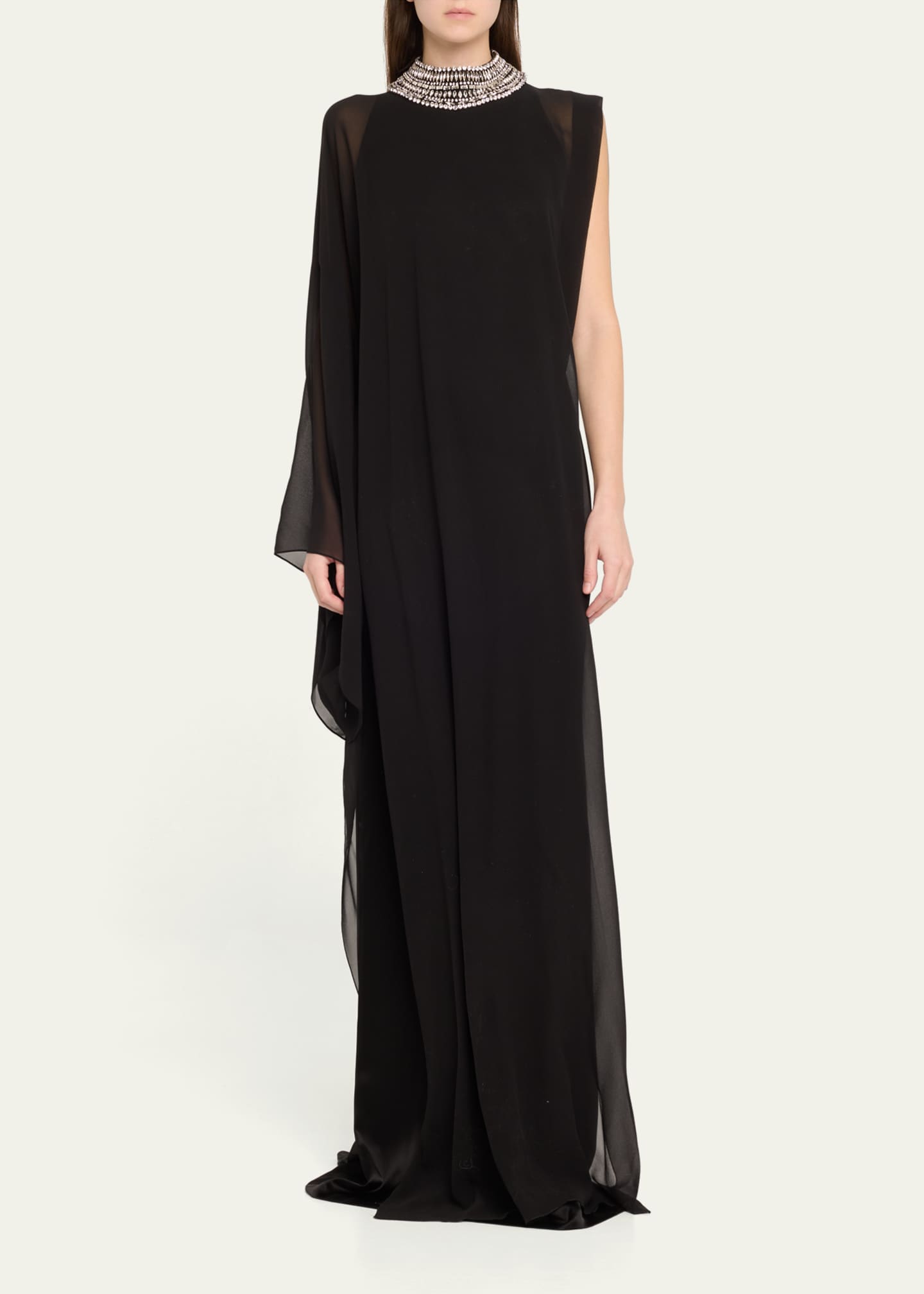 Stephane Rolland Paris Crystal Neck Poncho Slip Dress - Bergdorf Goodman