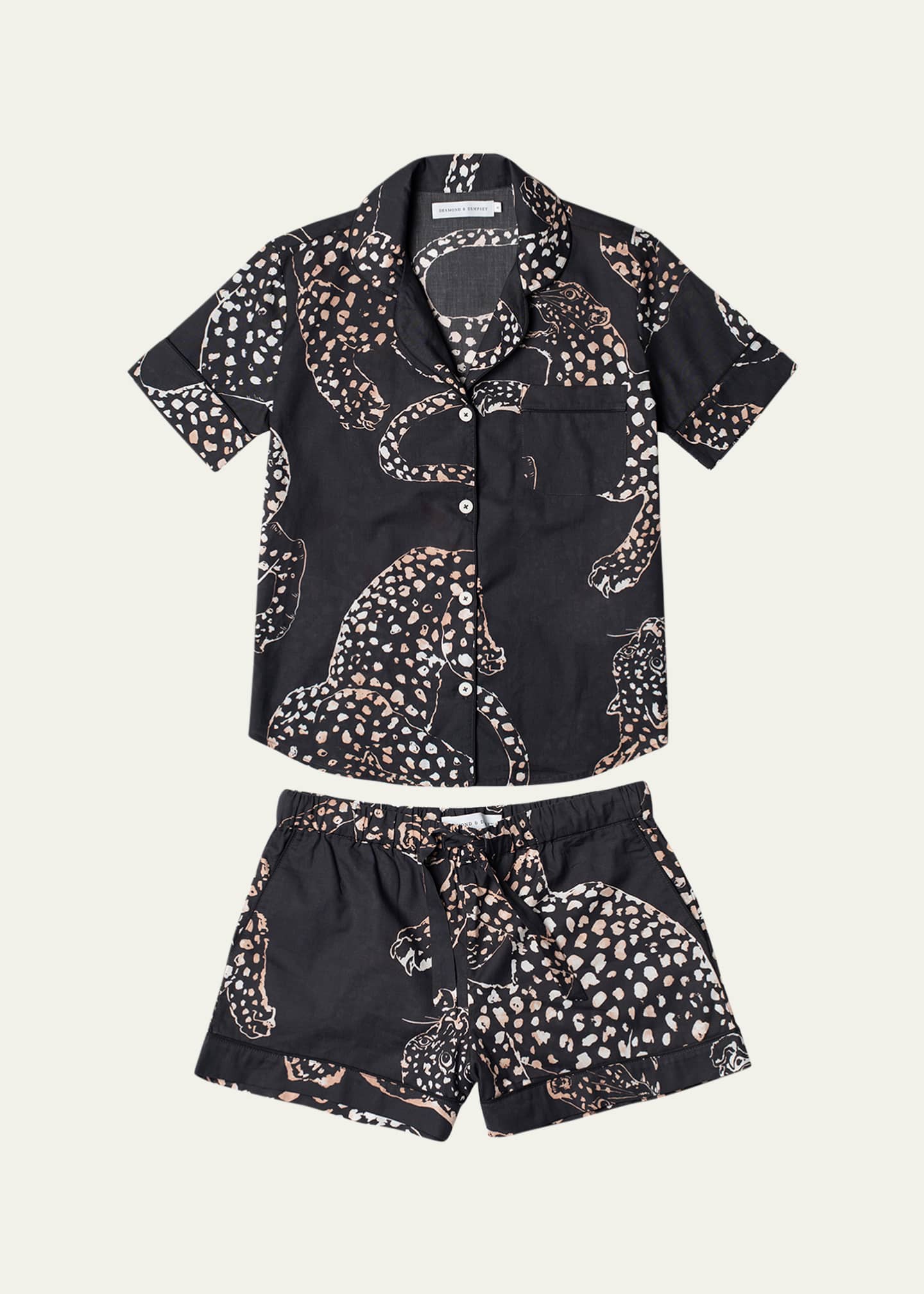 Desmond & Dempsey Jag-Print Cotton Short Pajama Set - Bergdorf Goodman