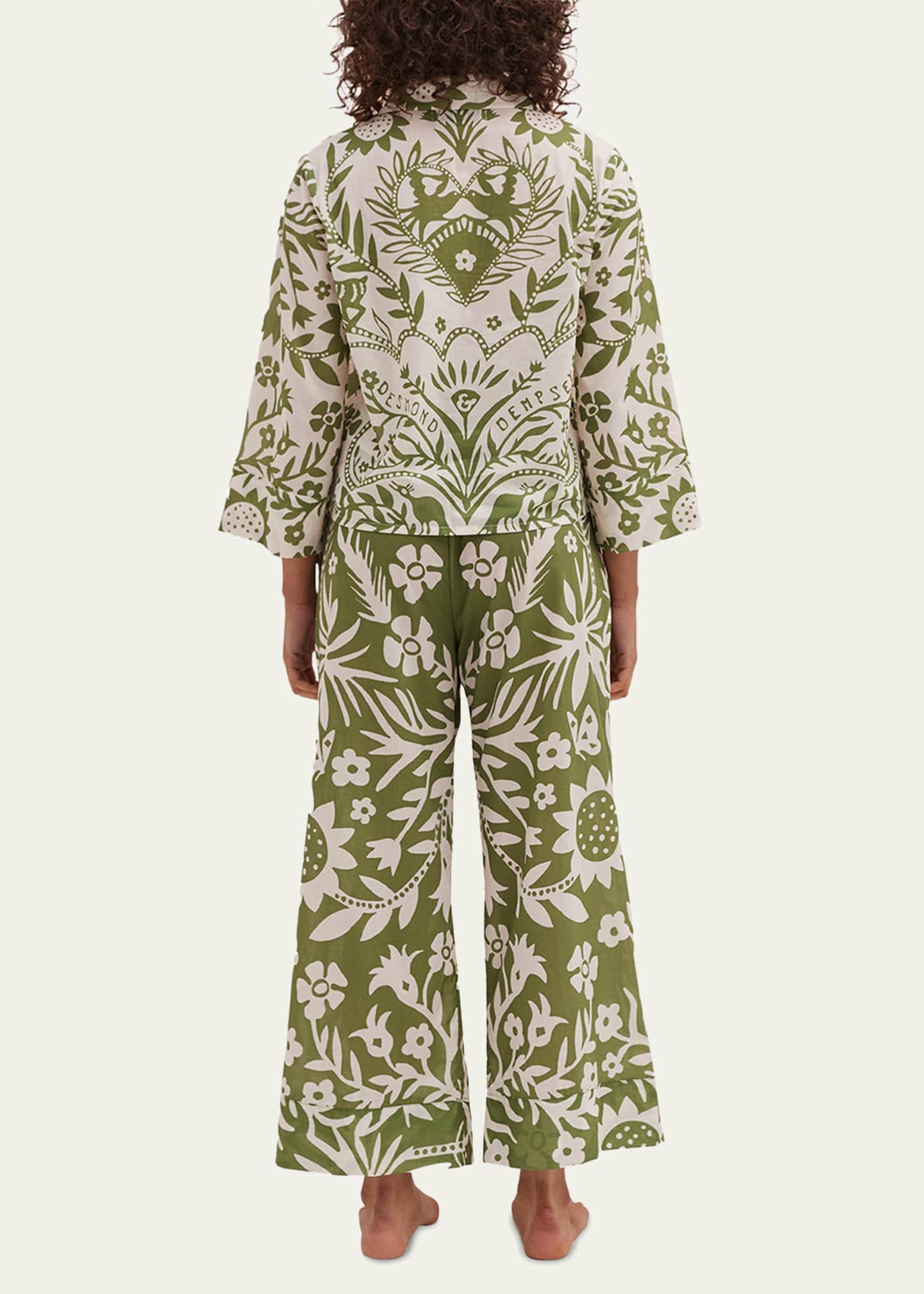 Desmond & Dempsey Floral-Print Boxy Shirt and Wide-Leg Trousers Set ...