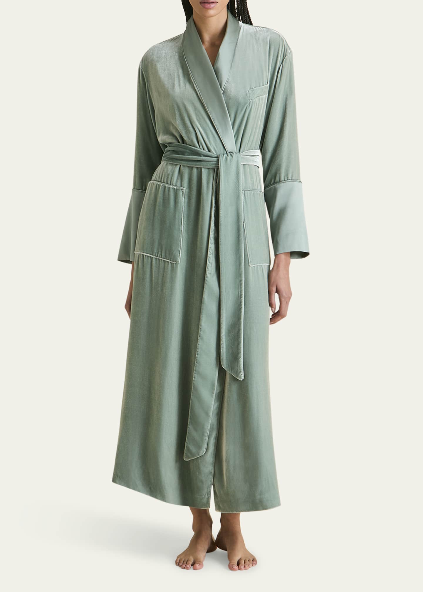 Olivia von Halle Capability Shawl-Collar Silk Velvet Robe - Bergdorf ...