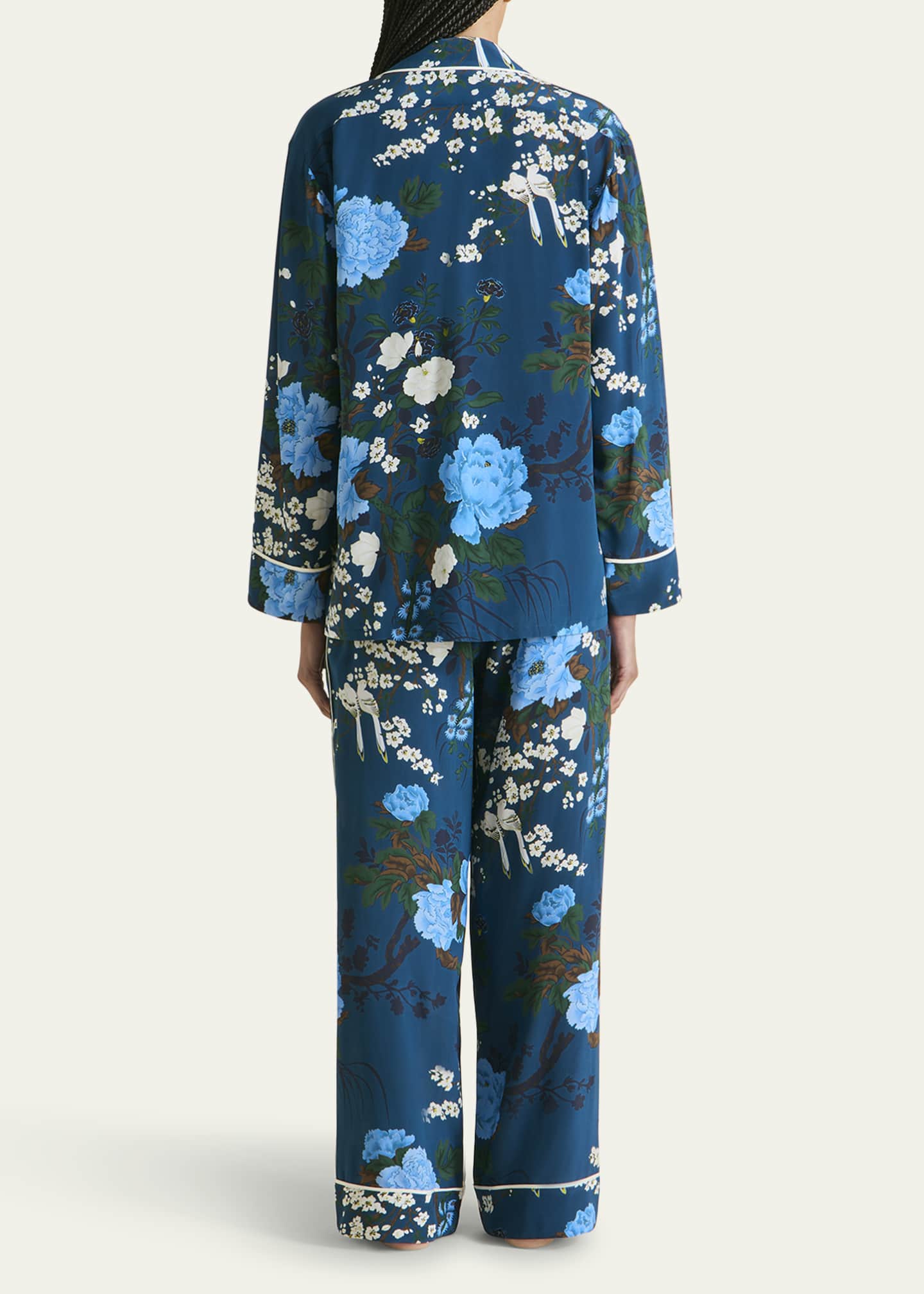 Olivia von Halle Yves Floral-Print Crepe De Chine Pajama Set - Bergdorf ...