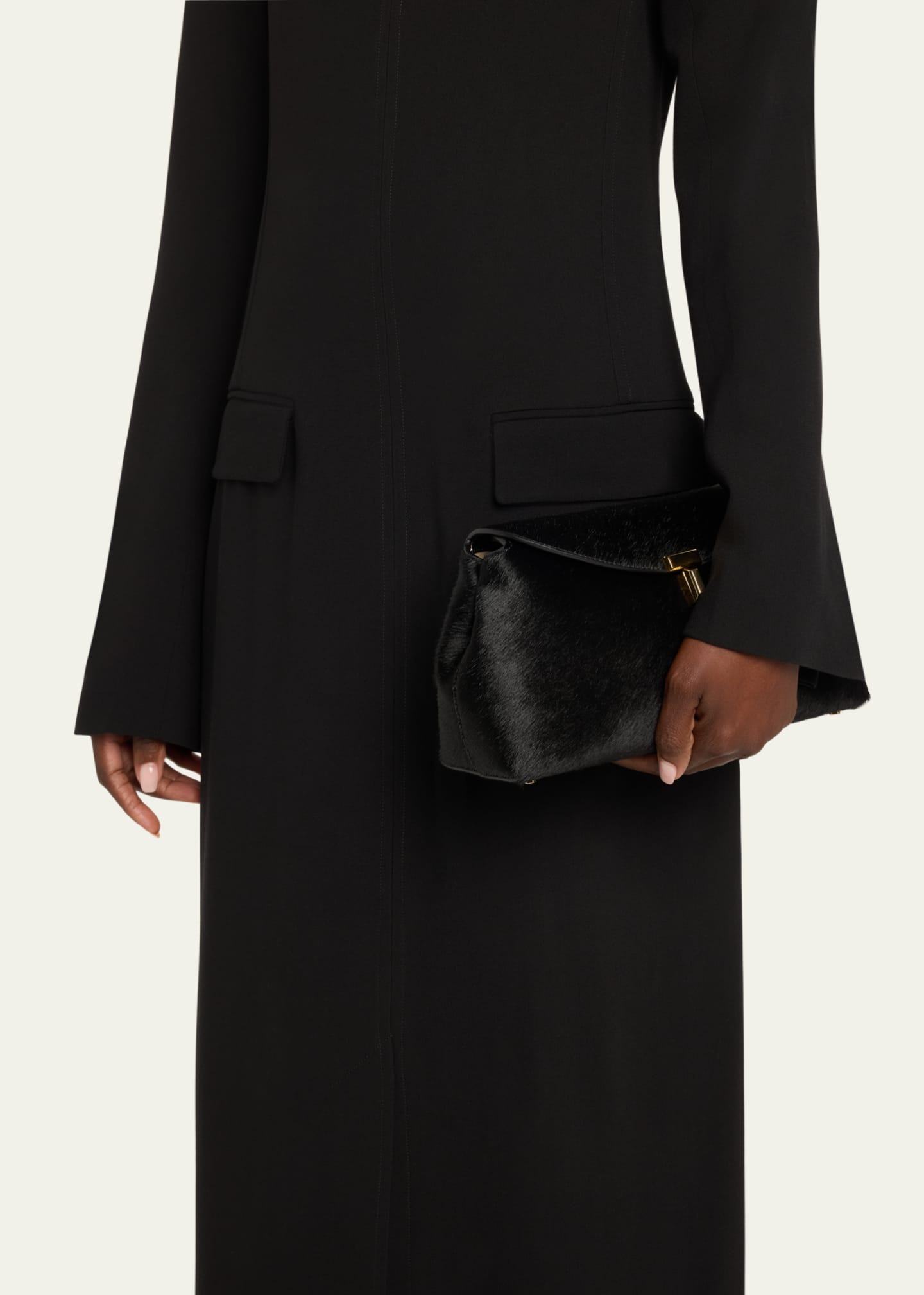 Toteme T Lock Flap Horsehair Clutch Bag - Bergdorf Goodman