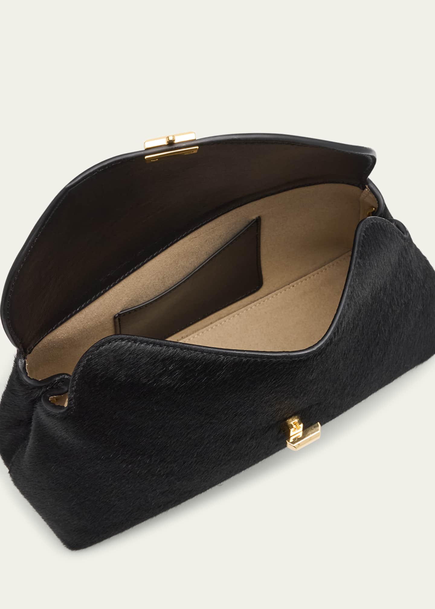 Toteme T Lock Flap Horsehair Clutch Bag - Bergdorf Goodman