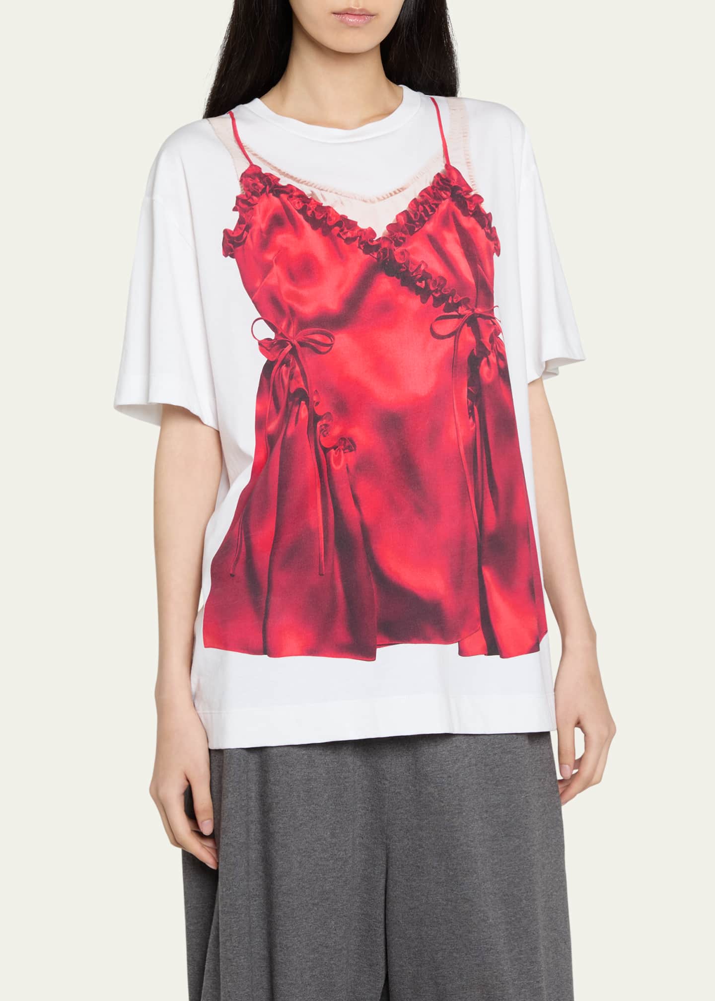 Simone Rocha Negligee Trompe Loeil Print Short Sleeve T-Shirt ...