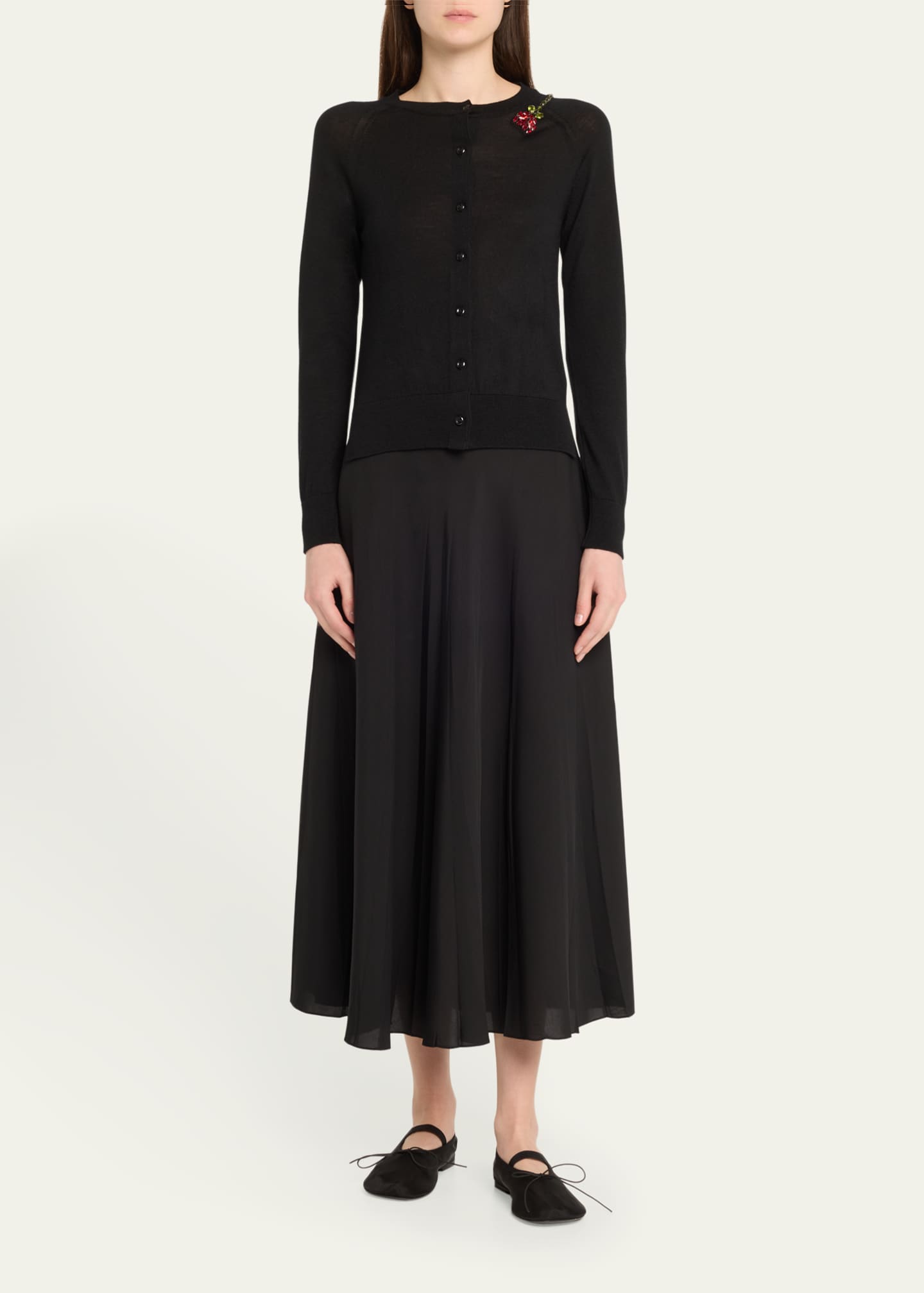 Simone Rocha Turbo Crystal Rose Crewneck Cardigan - Bergdorf Goodman