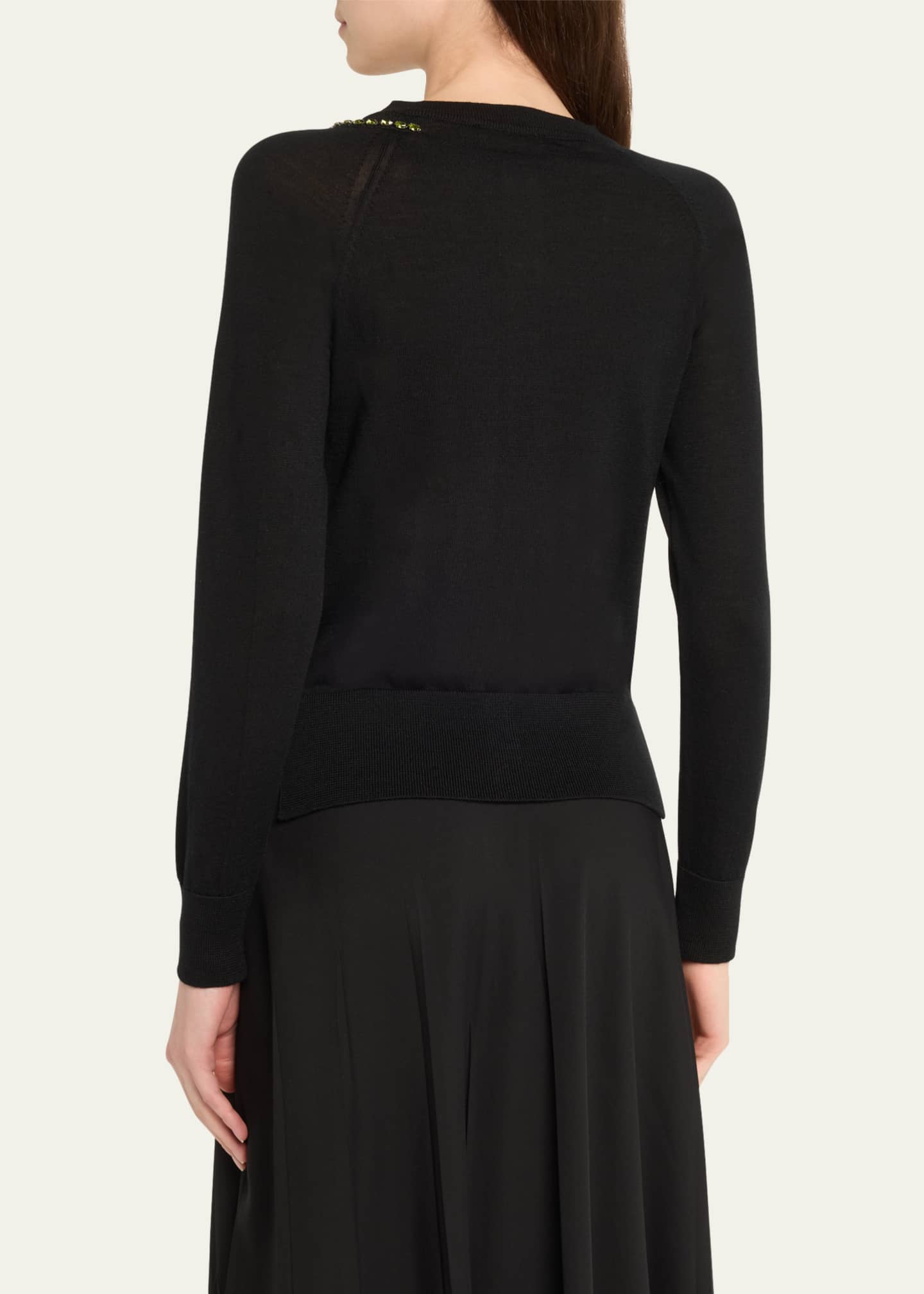 Simone Rocha Turbo Crystal Rose Crewneck Cardigan - Bergdorf Goodman