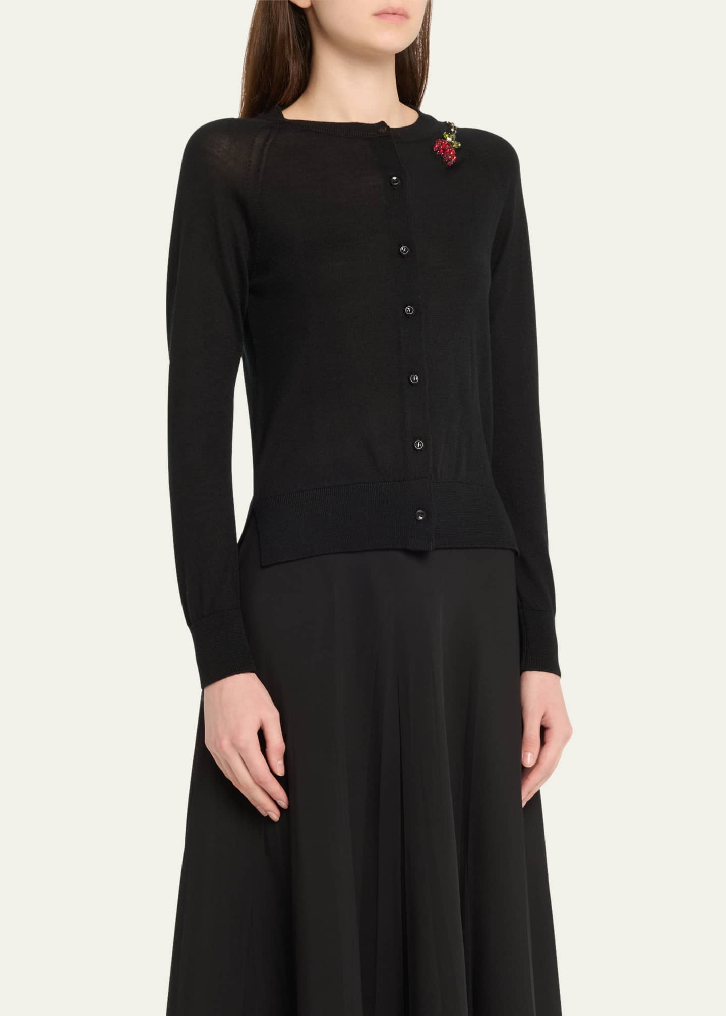 Simone Rocha Turbo Crystal Rose Crewneck Cardigan - Bergdorf Goodman