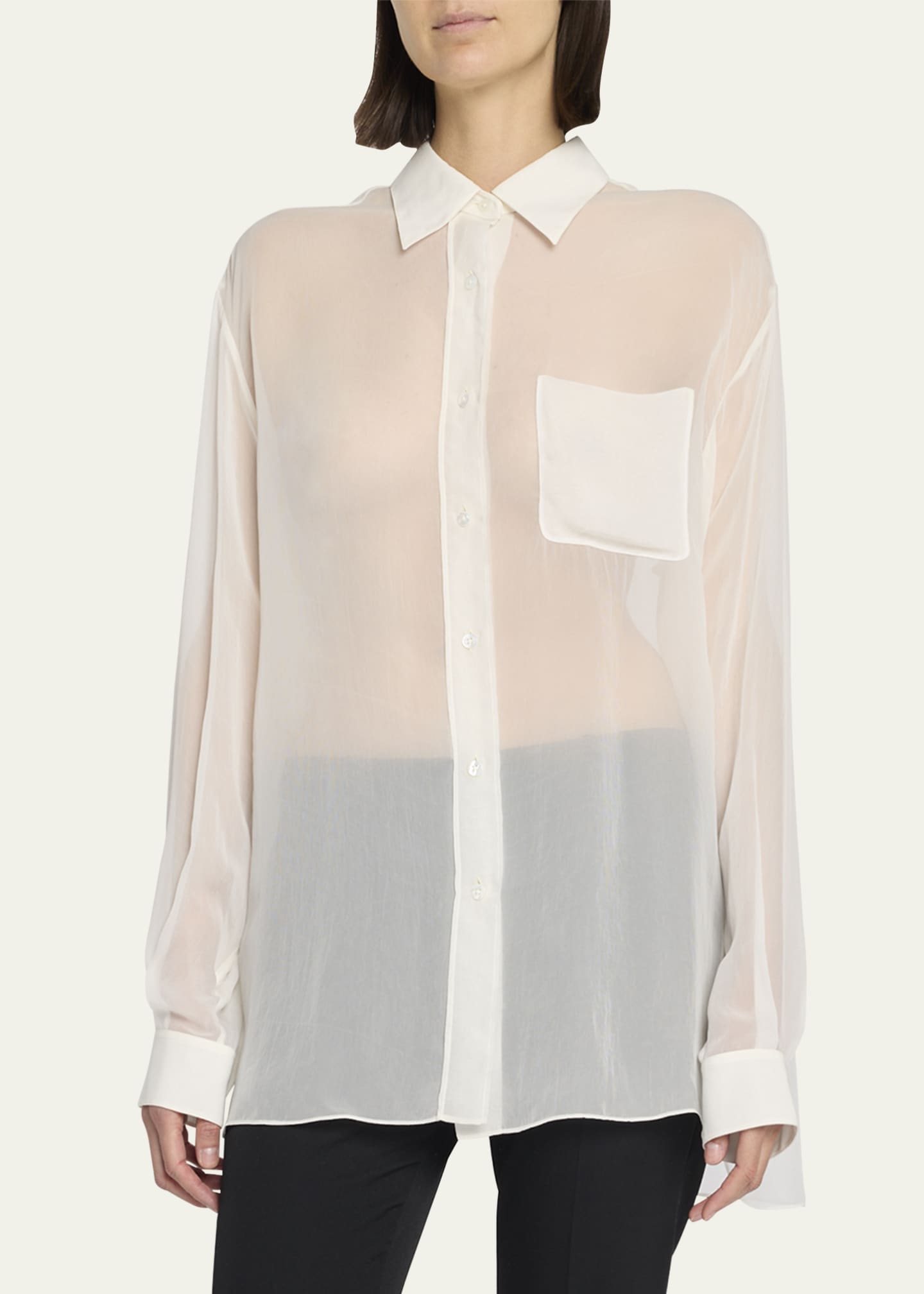 THE ROW Nesson Sheer Oversized Shirt - Bergdorf Goodman