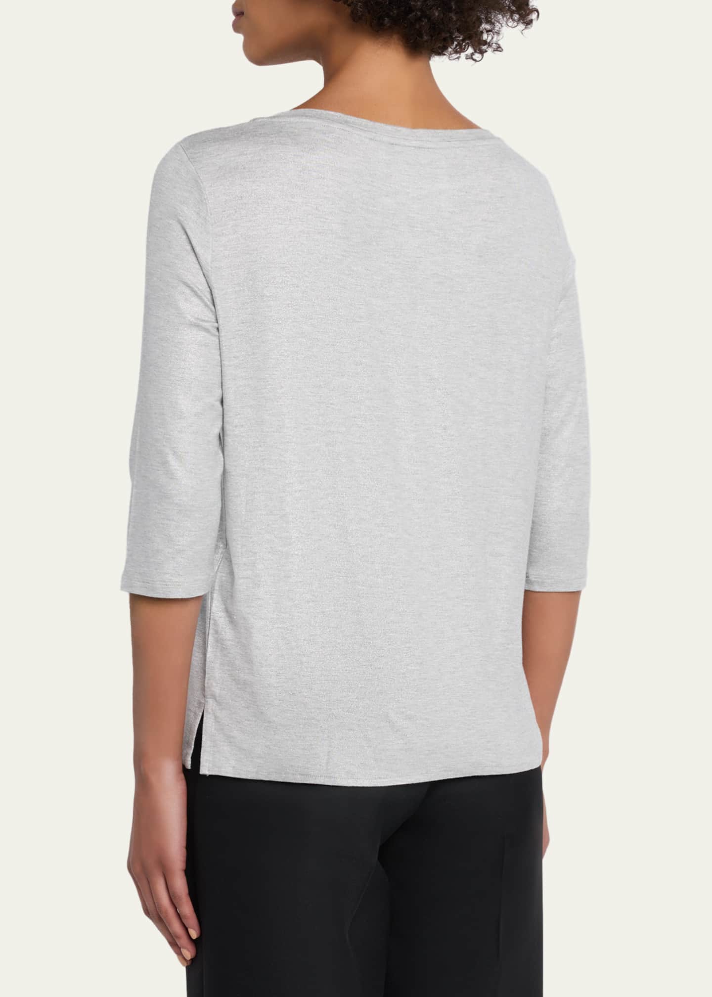 Majestic Filatures Soft Touch 3/4-Sleeve Metallic Jersey T-Shirt ...