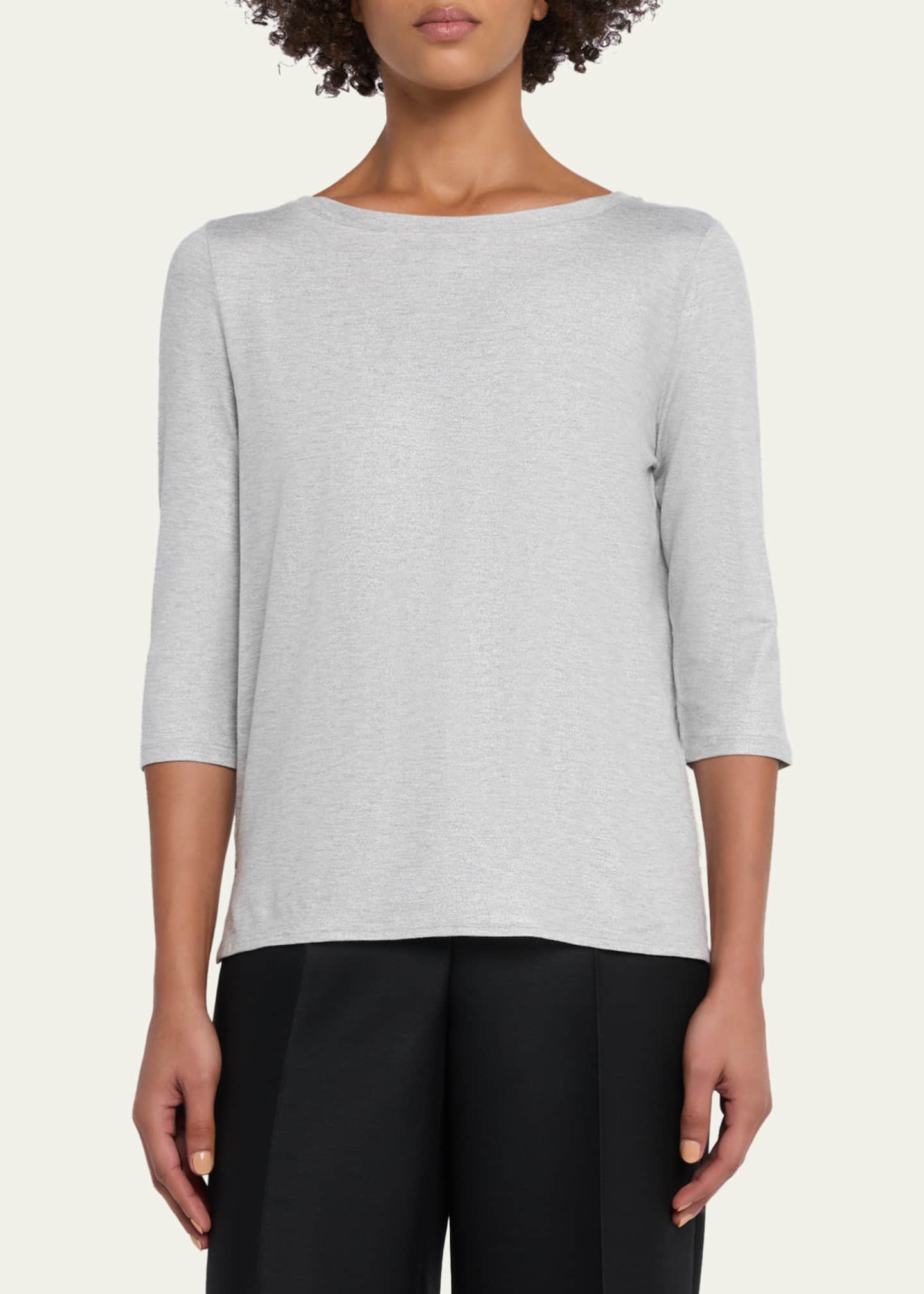 Majestic Filatures Soft Touch 3/4-Sleeve Metallic Jersey T-Shirt ...