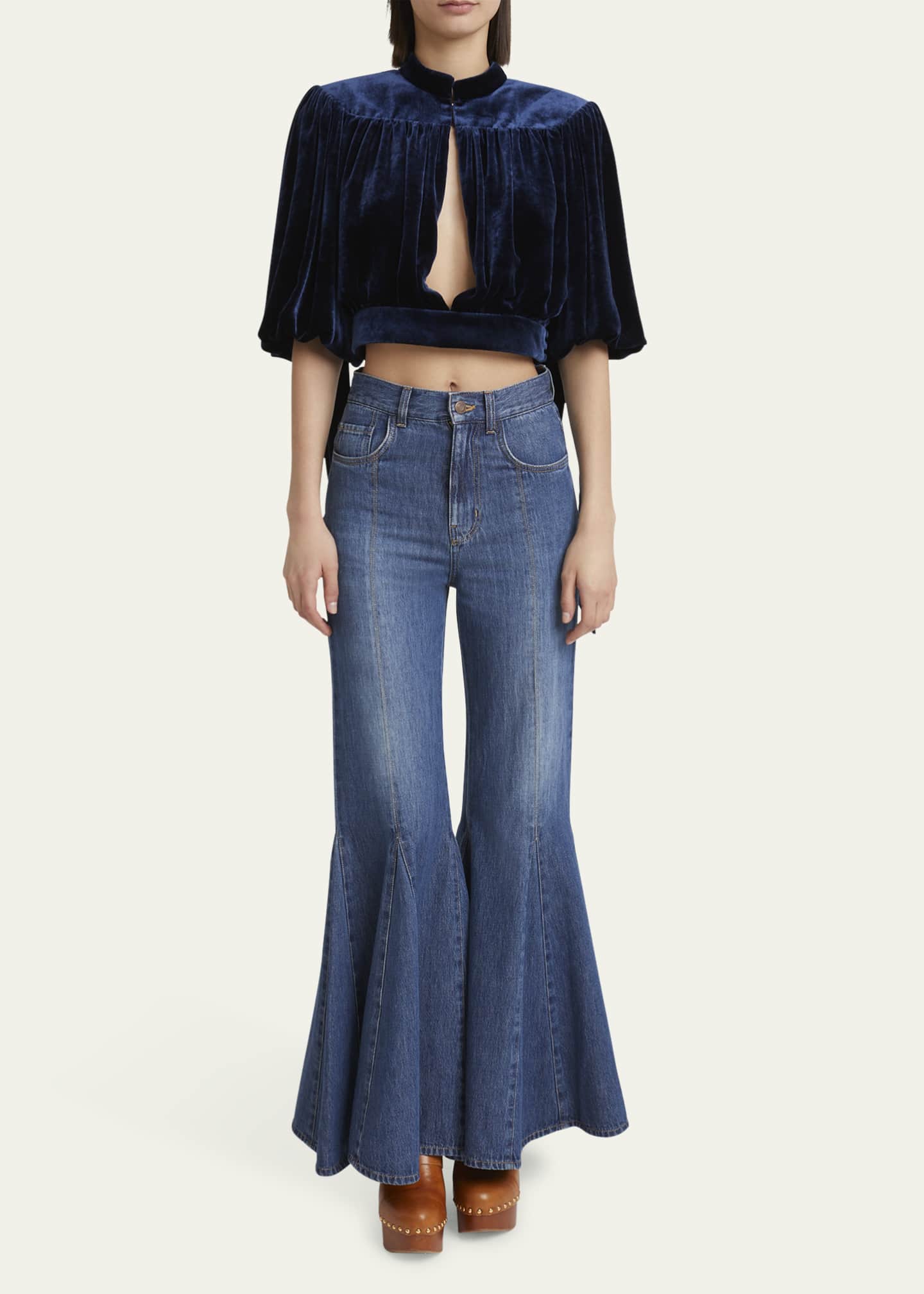 Chloe Velvet Cropped Keyhole Top - Bergdorf Goodman