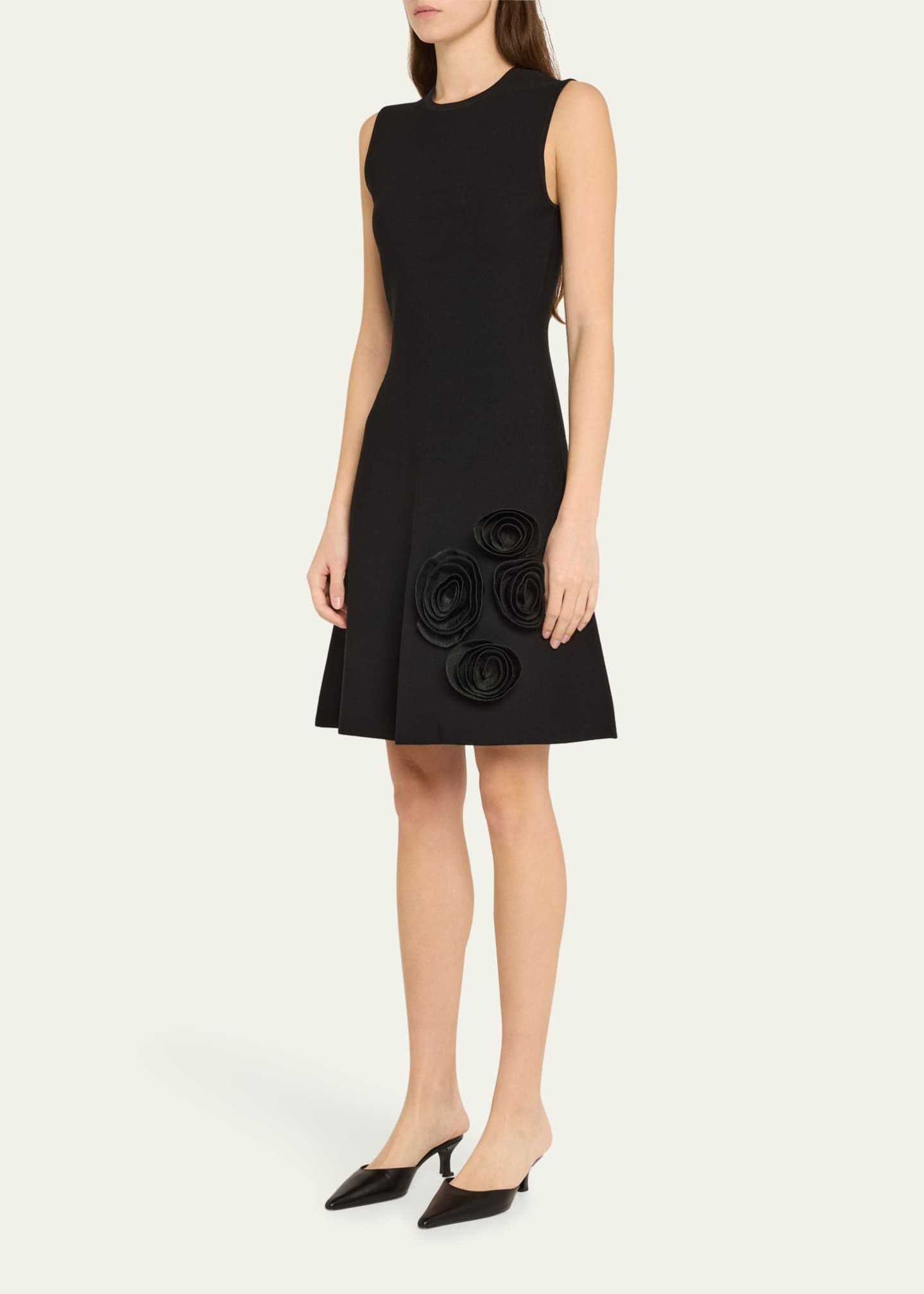 Lela Rose Penelope Rose Applique Knit Sleeveless Dress - Bergdorf Goodman