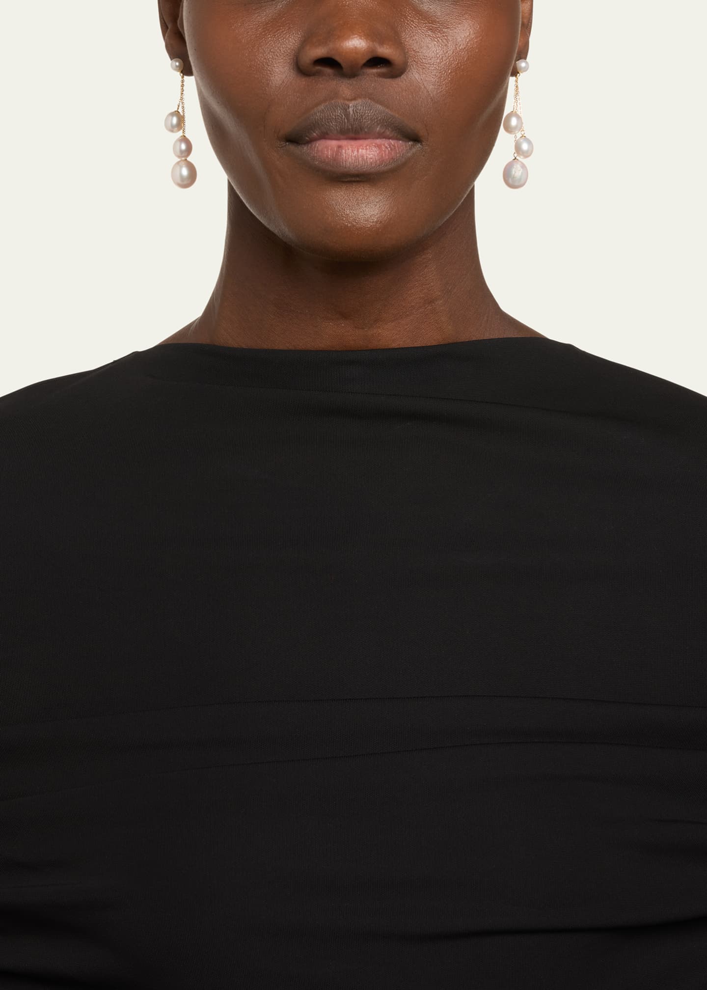 ATLAS LOVE 18K Yellow Gold Chrysalis Pearl Waterfall Earrings ...