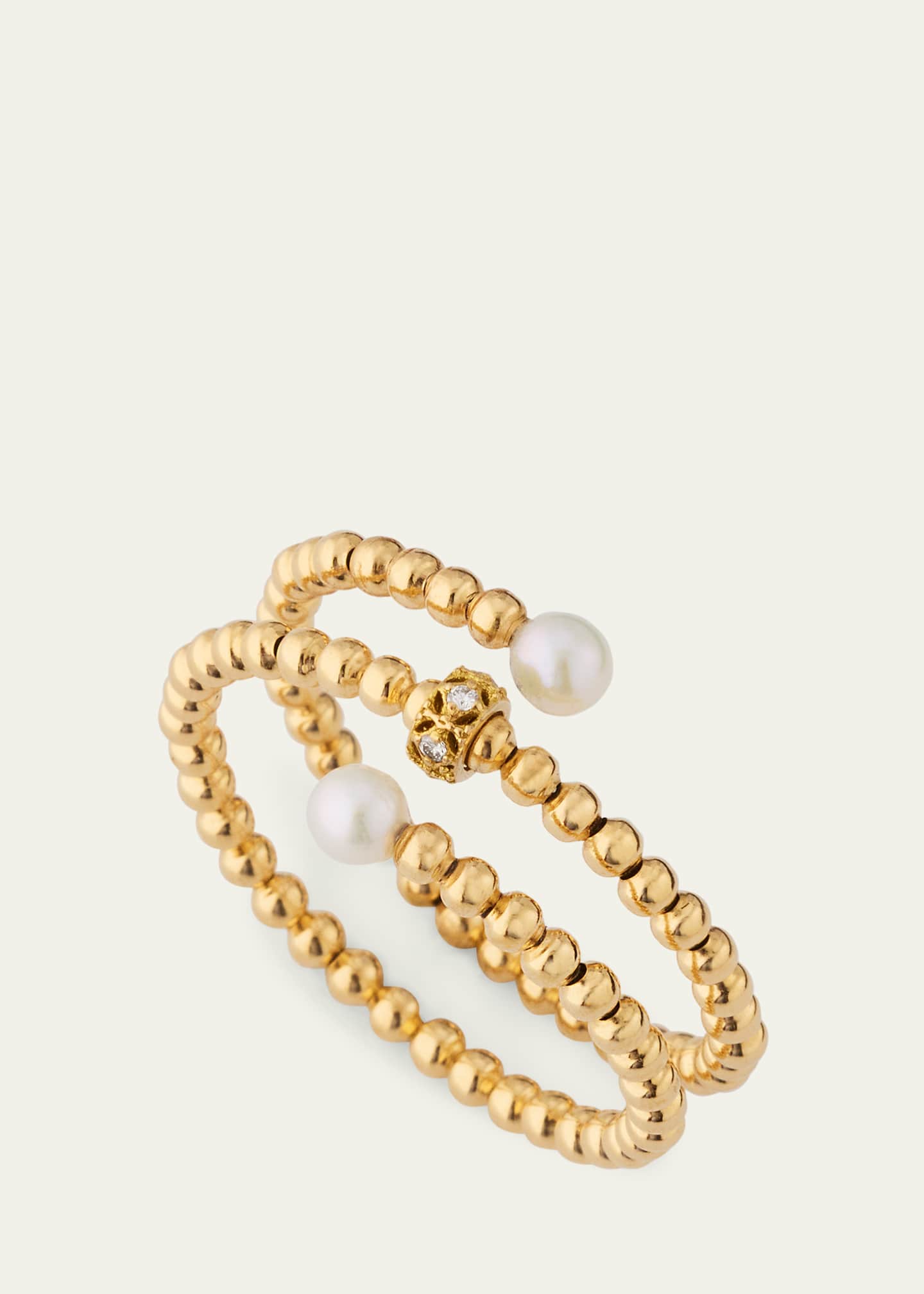 ATLAS LOVE 18K Yellow Gold Diadem Double Wrap Center Diamond and Mini Pearl Ring - Bergdorf Goodman