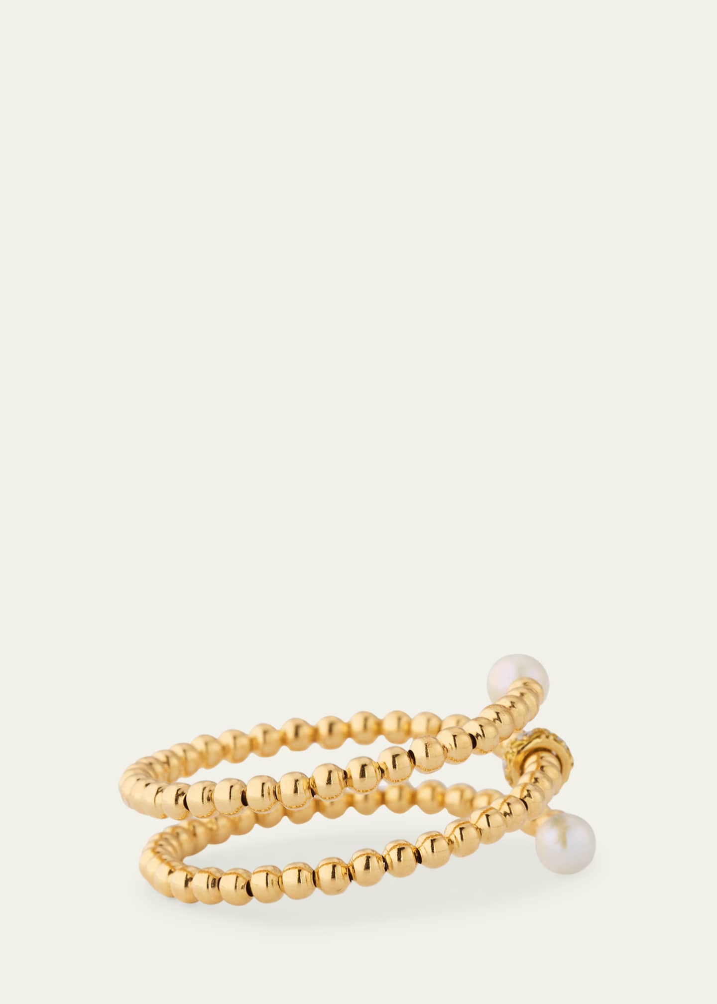 ATLAS LOVE 18K Yellow Gold Diadem Double Wrap Center Diamond and Mini Pearl Ring - Bergdorf Goodman