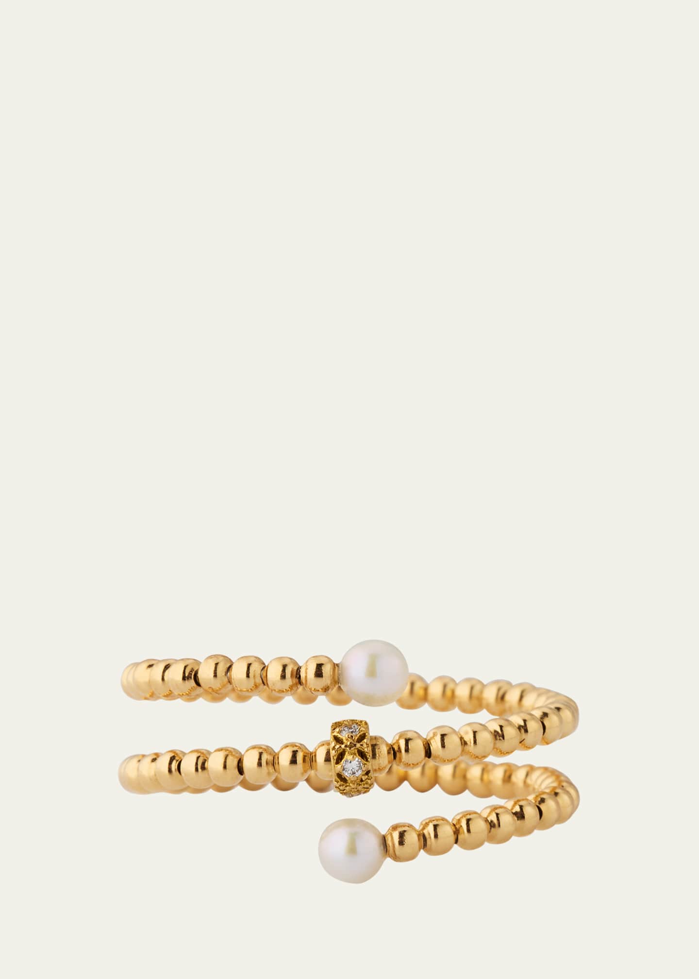 ATLAS LOVE 18K Yellow Gold Diadem Double Wrap Center Diamond and Mini Pearl Ring - Bergdorf Goodman