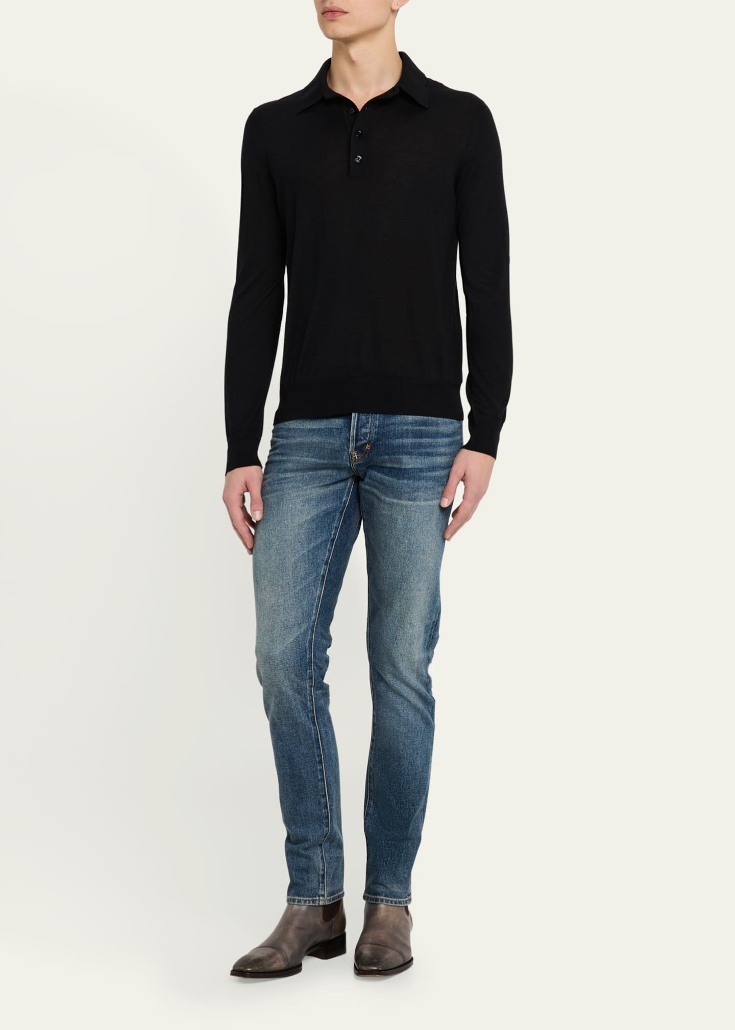 TOM FORD Men's Cashmere and Silk Polo Sweater - Bergdorf Goodman