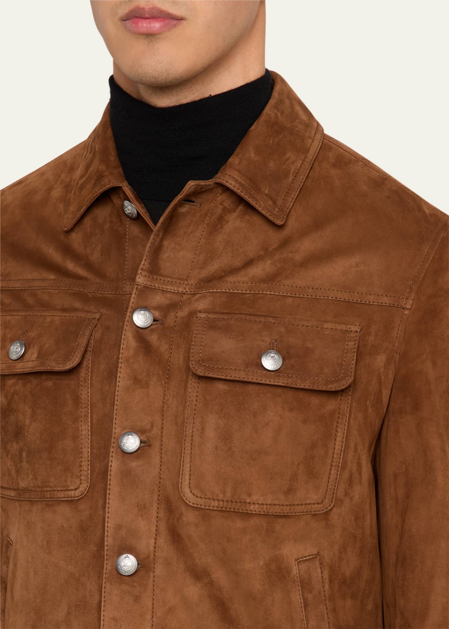 Ralph Lauren Purple Label Men's Luxe Suede Trucker Jacket - Bergdorf Goodman