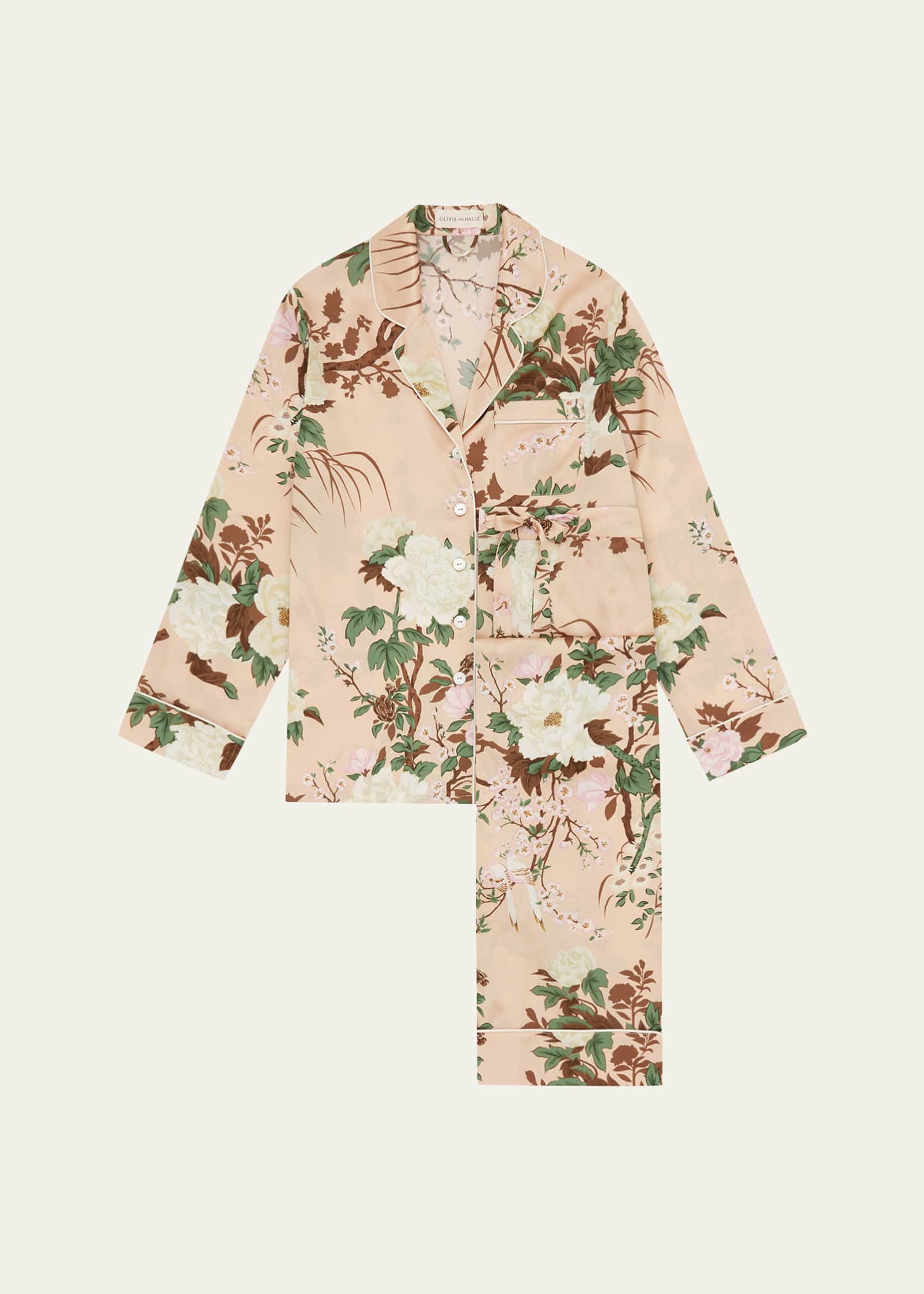 Olivia Von Halle Lila Floral Print Silk Pajama Set Bergdorf Goodman
