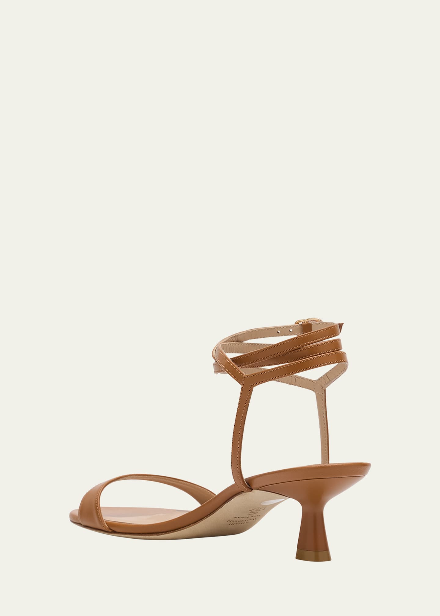 Stuart Weitzman Nudist Leather Ankle-Wrap Sandals - Bergdorf Goodman