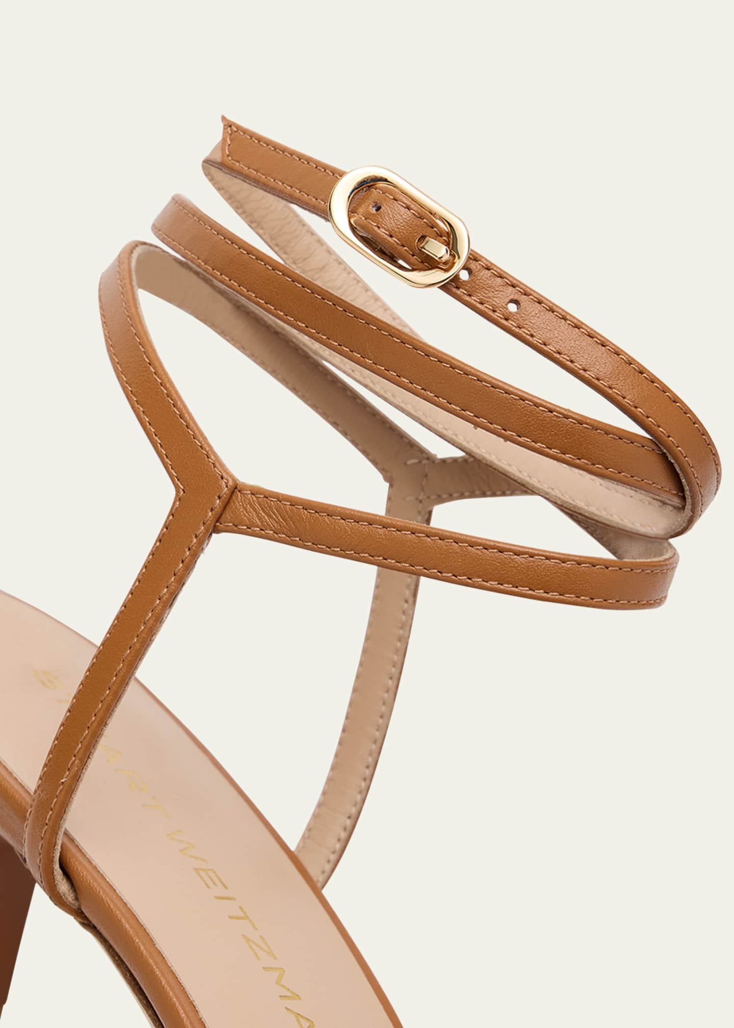 Stuart Weitzman Nudist Leather Ankle-Wrap Sandals - Bergdorf Goodman