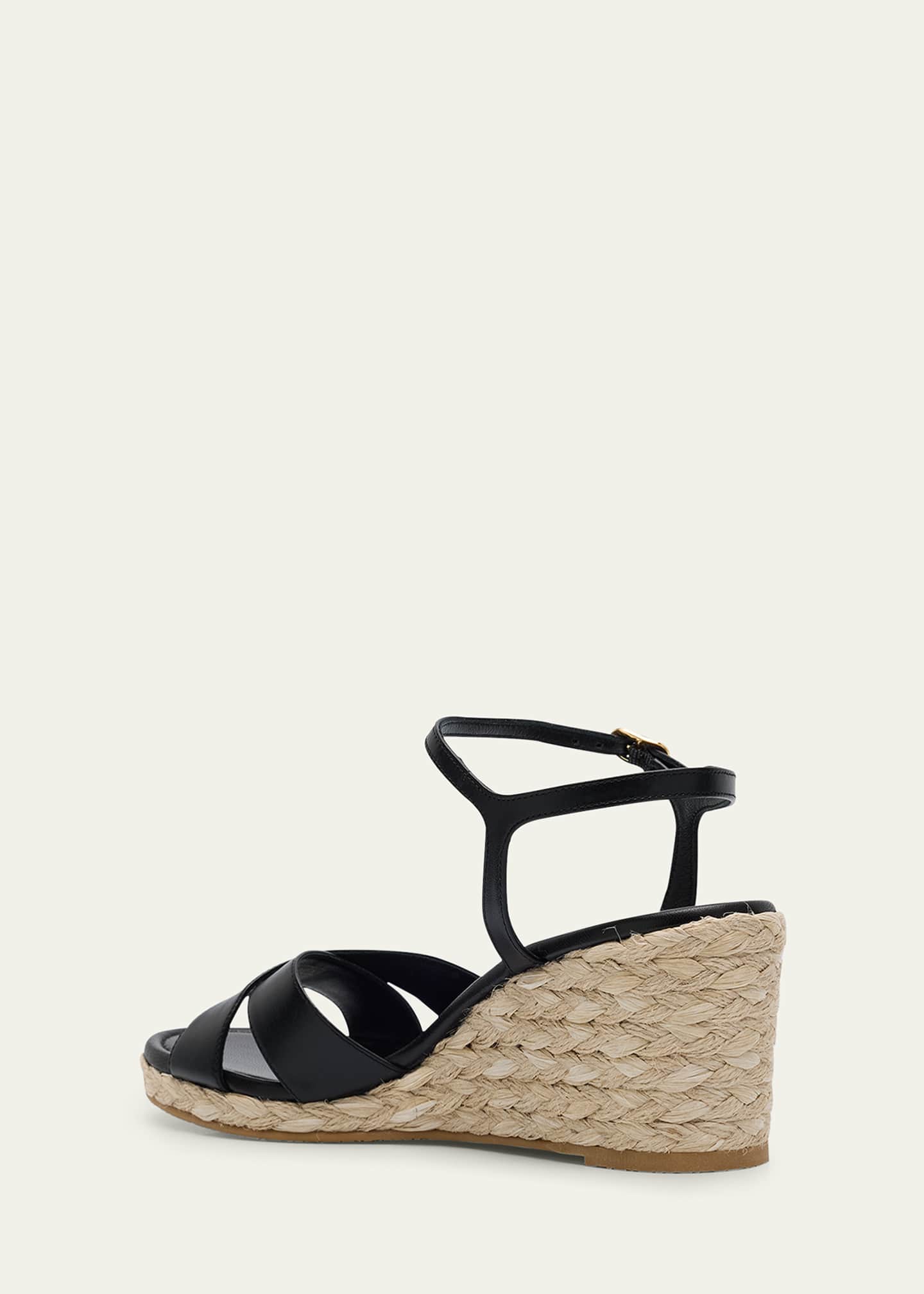 Stuart Weitzman Dayna Leather Crisscross Espadrille Sandals - Bergdorf ...